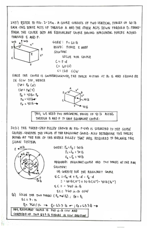Statics of Rigid Bodies Chapter 2 (Practice Problems 1) - PangSU - Studocu