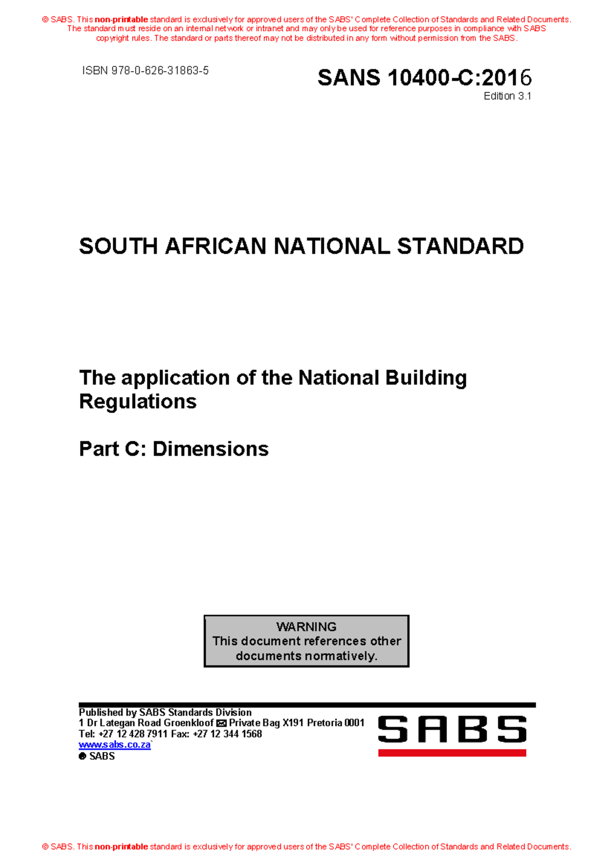 SANS10400-C 2016 Ed3Am1 application part C Dimensions - ISBN 978-0-626 ...