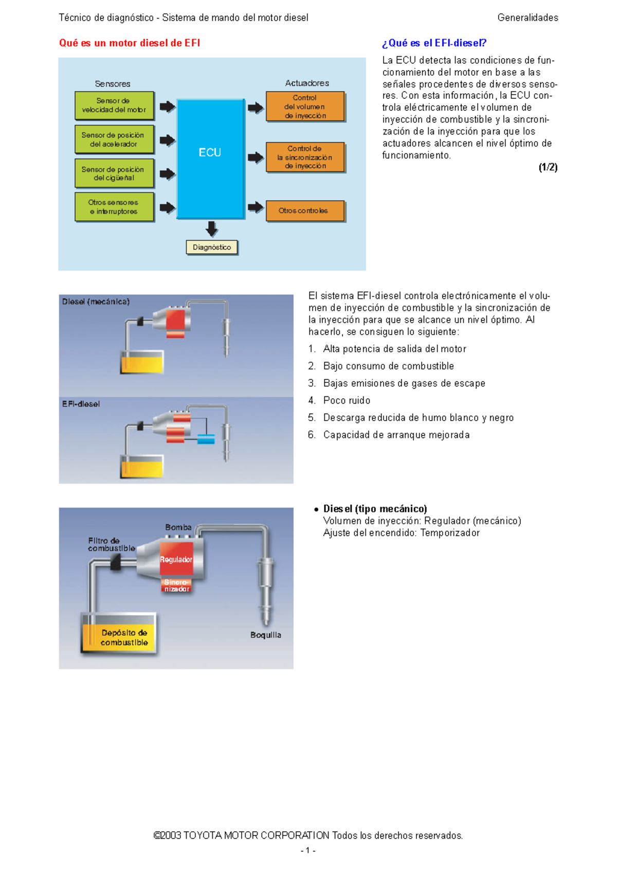 EFI Diesel - sin descripción - ©2003 TOYOTA MOTOR CORPORATION Todos los ...
