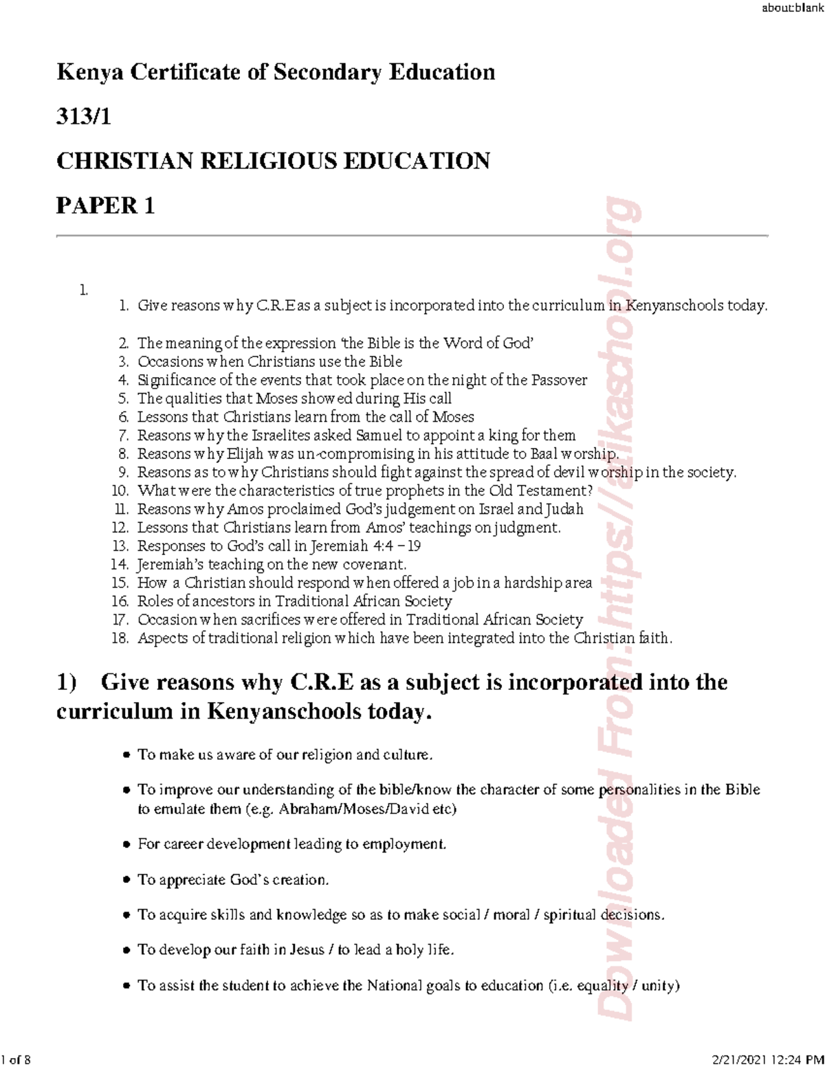 Cre paper 1 revision kit 2021 february ui2212021001 - Kenya Certificate ...