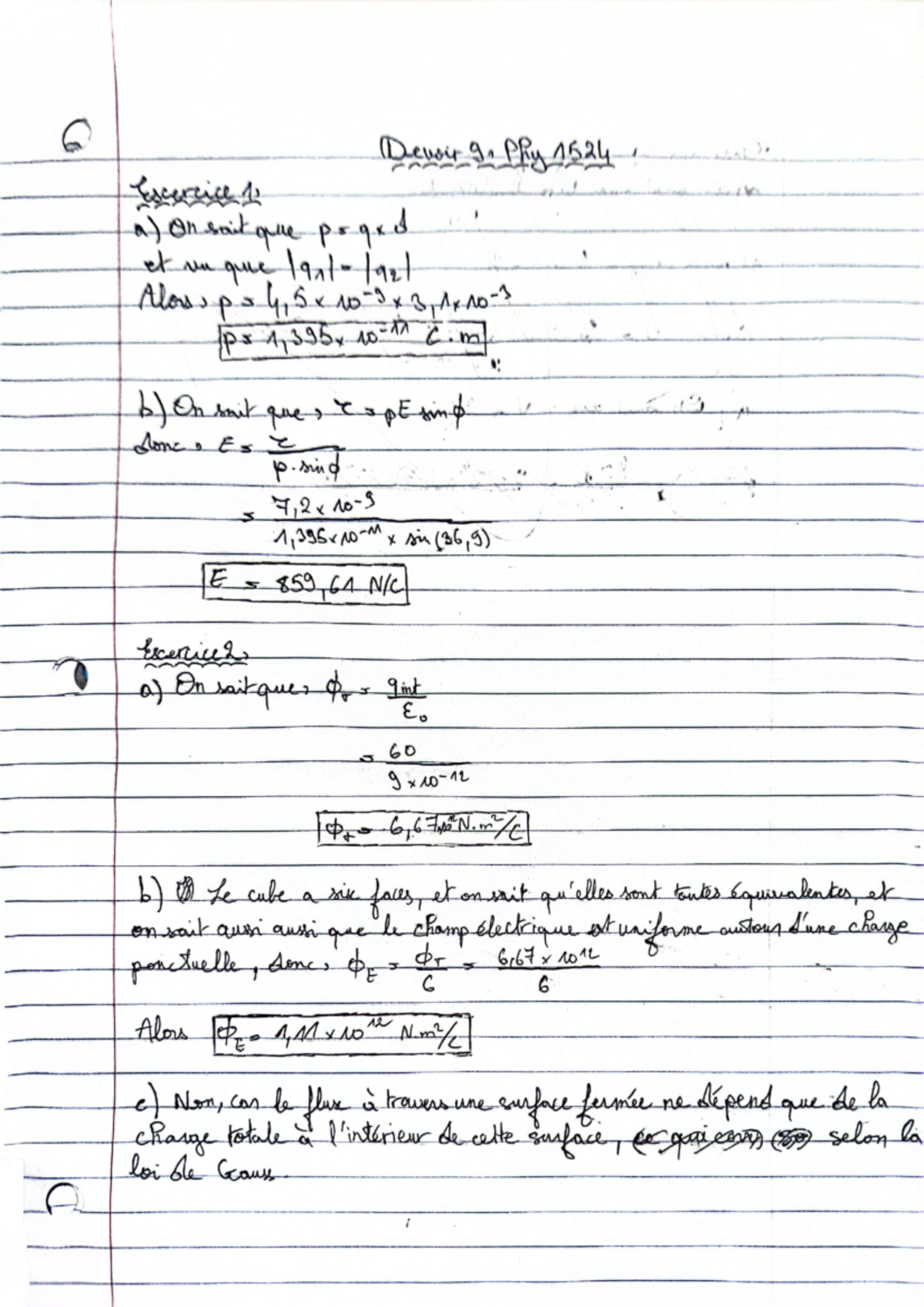 Devoir 9 PHY - PHY1524 - Studocu