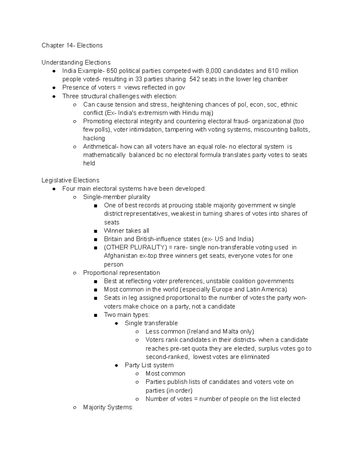 Ch 14 Comp Pol - Logan Puck - Chapter 14- Elections Understanding ...