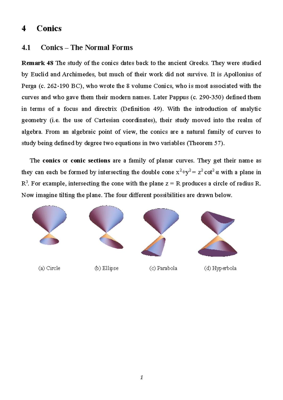Geo-7 - Conics – The Normal Forms - 4 Conics 4 Conics – The Normal ...