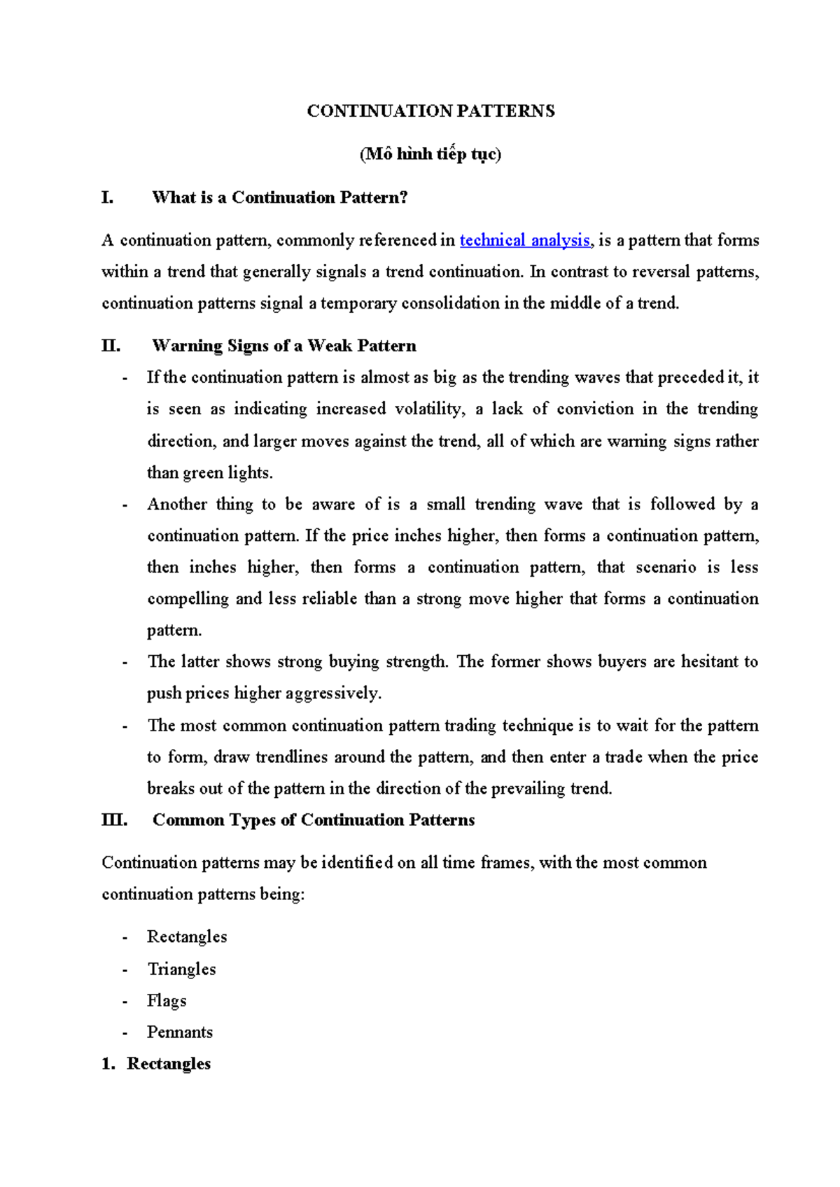 Continuation Patterns- mô hình tiếp tục - CONTINUATION PATTERNS (Mô ...