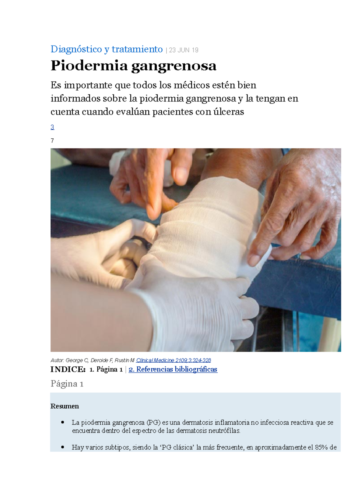 Pioderma Gangrenoso 2019 - Diagnóstico y tratamiento | 23 JUN 19 ...