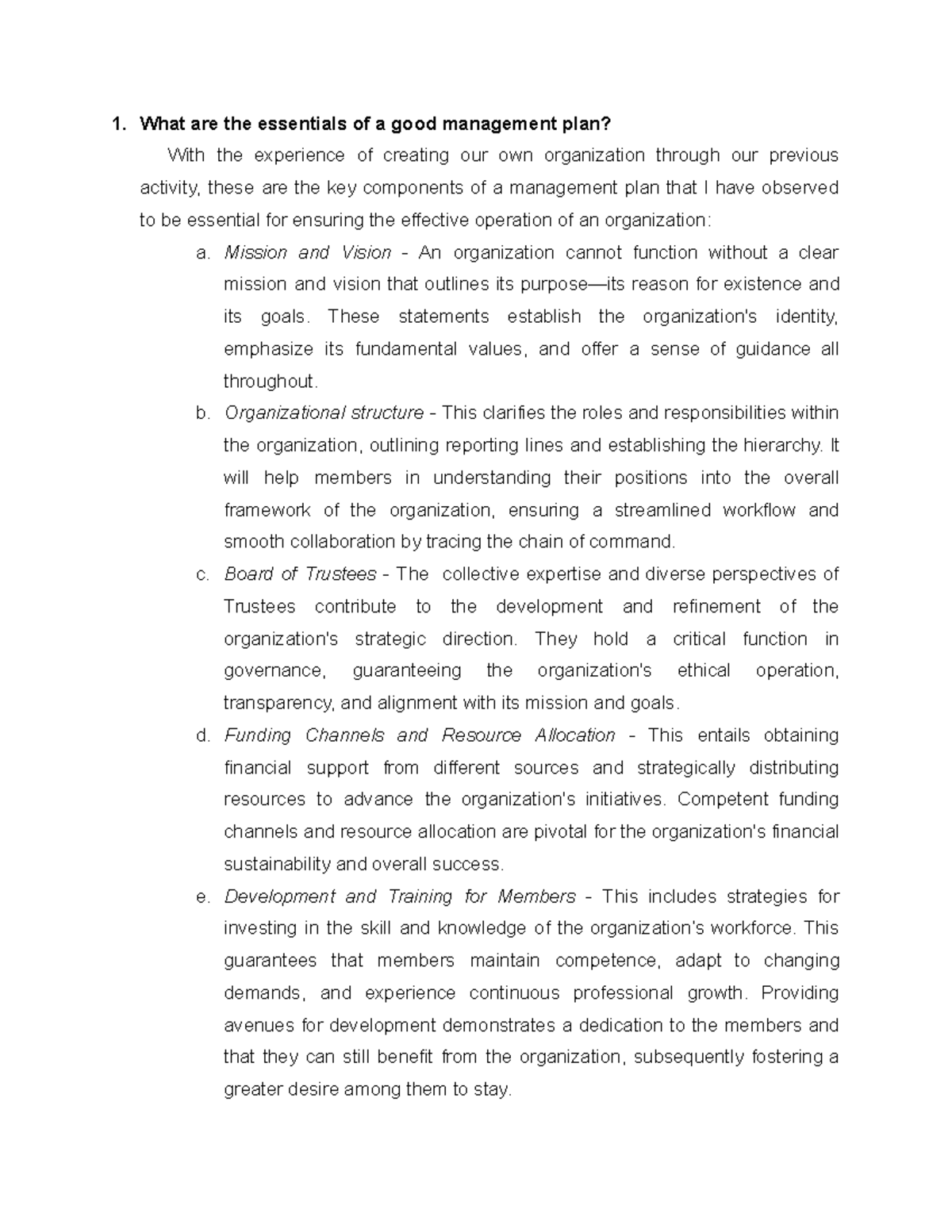 Good management plan - What are the essentials of a good management ...