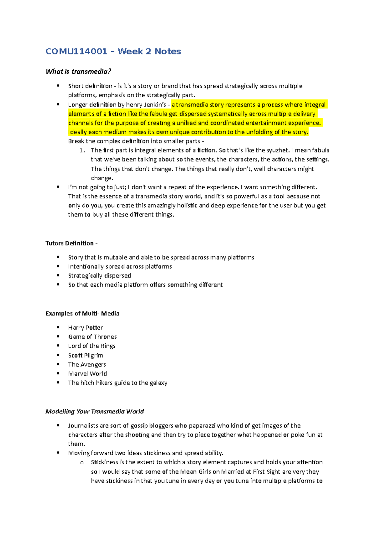 What is Transmedia? Definition and Examples - Studocu