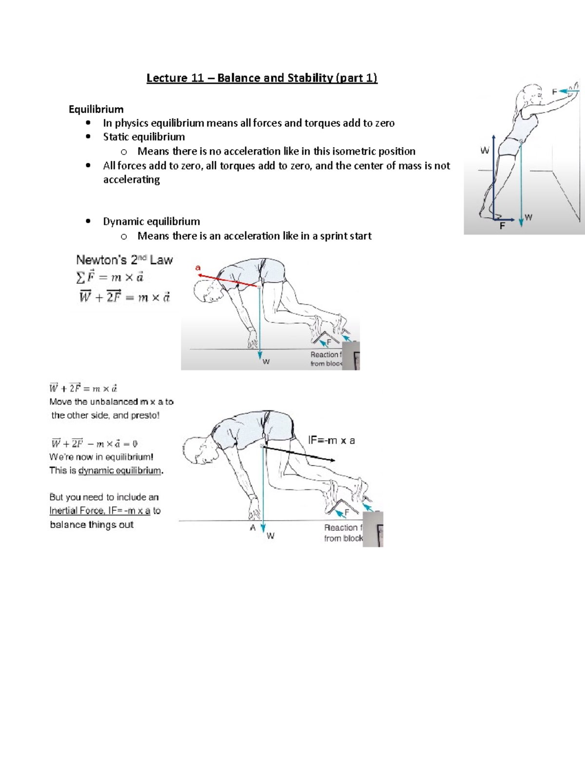 Lecture 11 - Balance and Stability - Lecture 11 – Balance and Stability ...