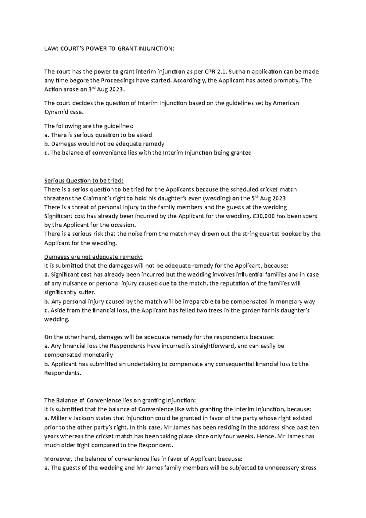 Injunction - civil notes - LAW: COURT’S POWER TO GRANT INJUNCTION: The ...