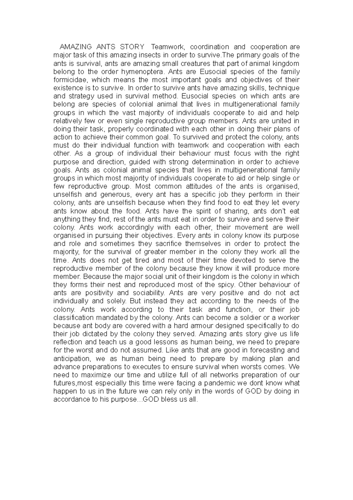 Amazing ANTS Story Teamwork - AMAZING ANTS STORY Teamwork, coordination ...