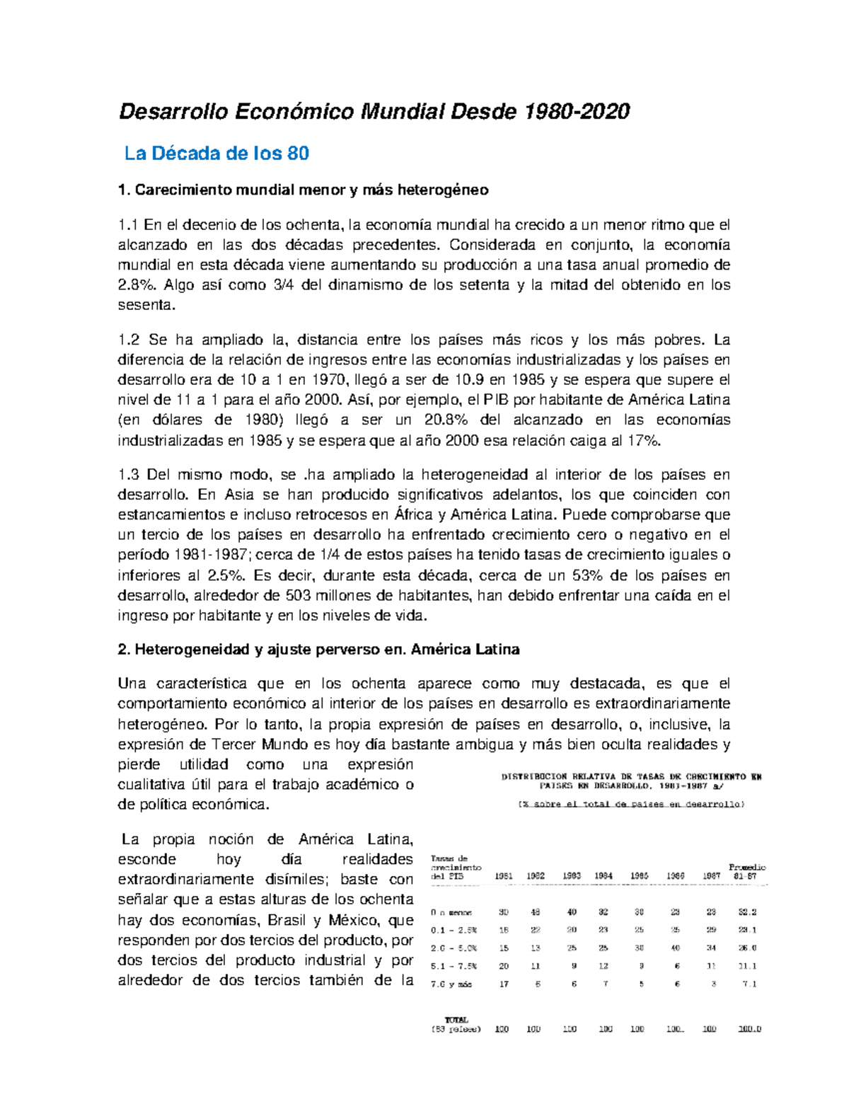 Desarrollo económico - Nota: 10 - Desarrollo Económico Mundial Desde ...
