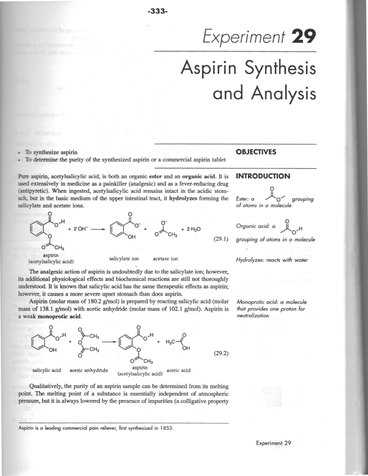 Aspirin-synthesis - lab report - CHEM 3411 - Studocu