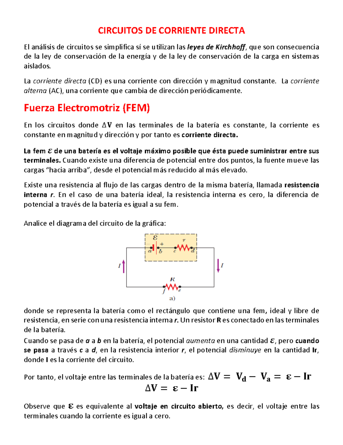 Guía No.6. Circuitos de Corriente Directa - CIRCUITOS DE CORRIENTE DIRECTA El análisis de ...