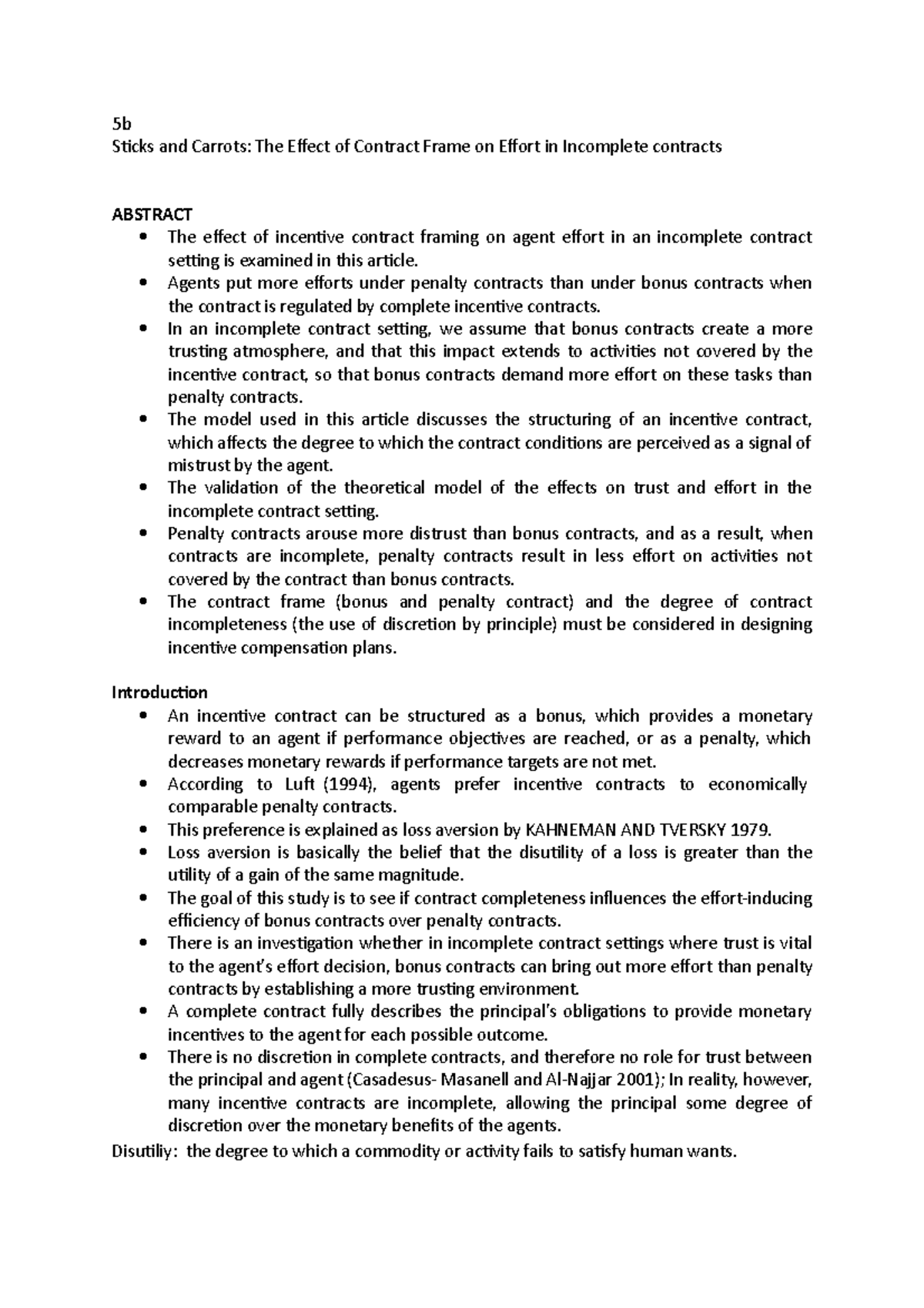 5b notes - 5b Sticks and Carrots: The Effect of Contract Frame on ...