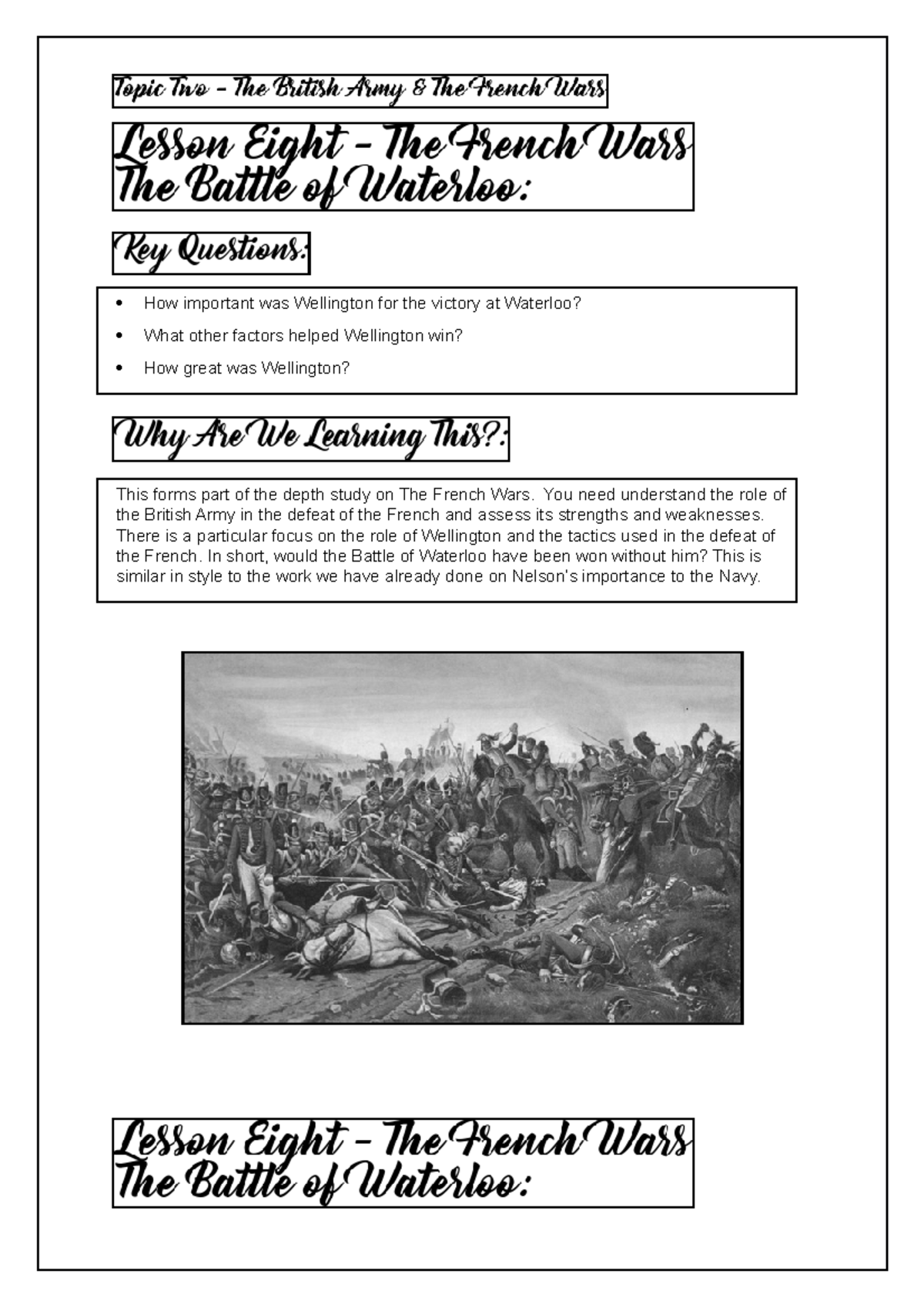 Lesson 8 - Topic Two - A-Level History - British Warfare - This forms ...