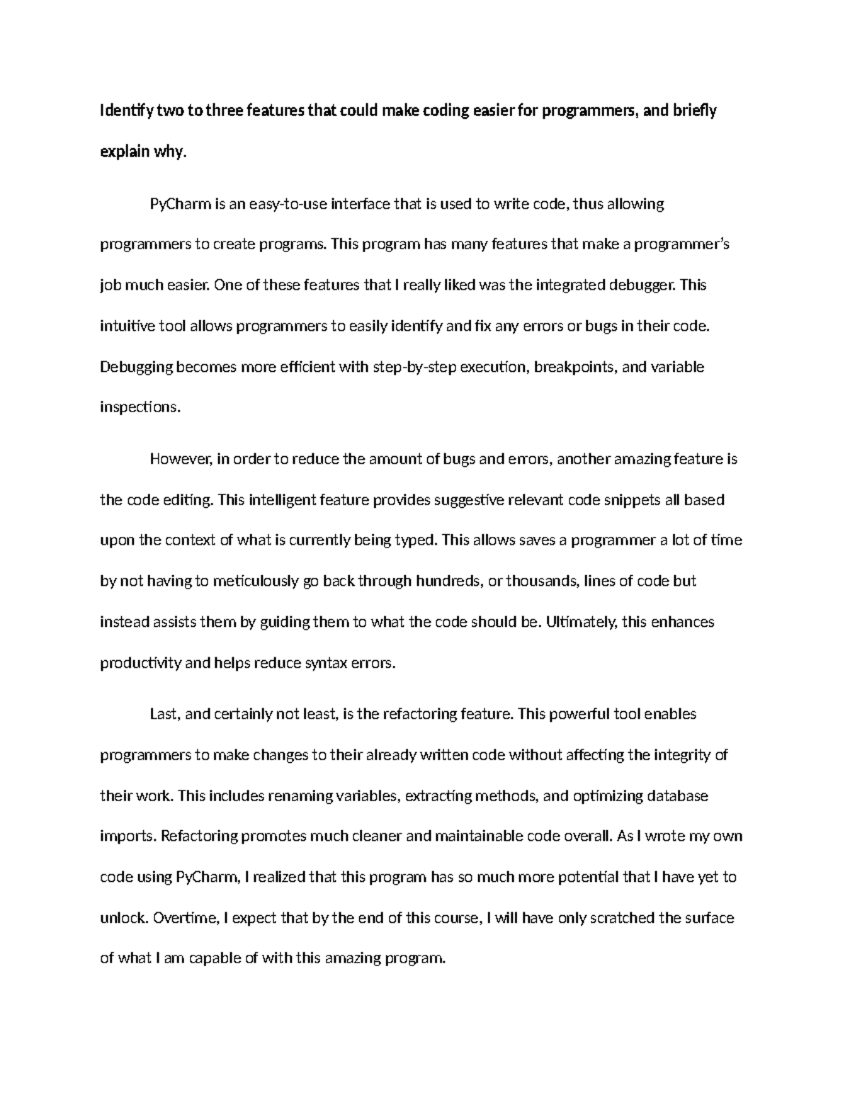 Module Two Assignment - Identify two to three features that could make ...