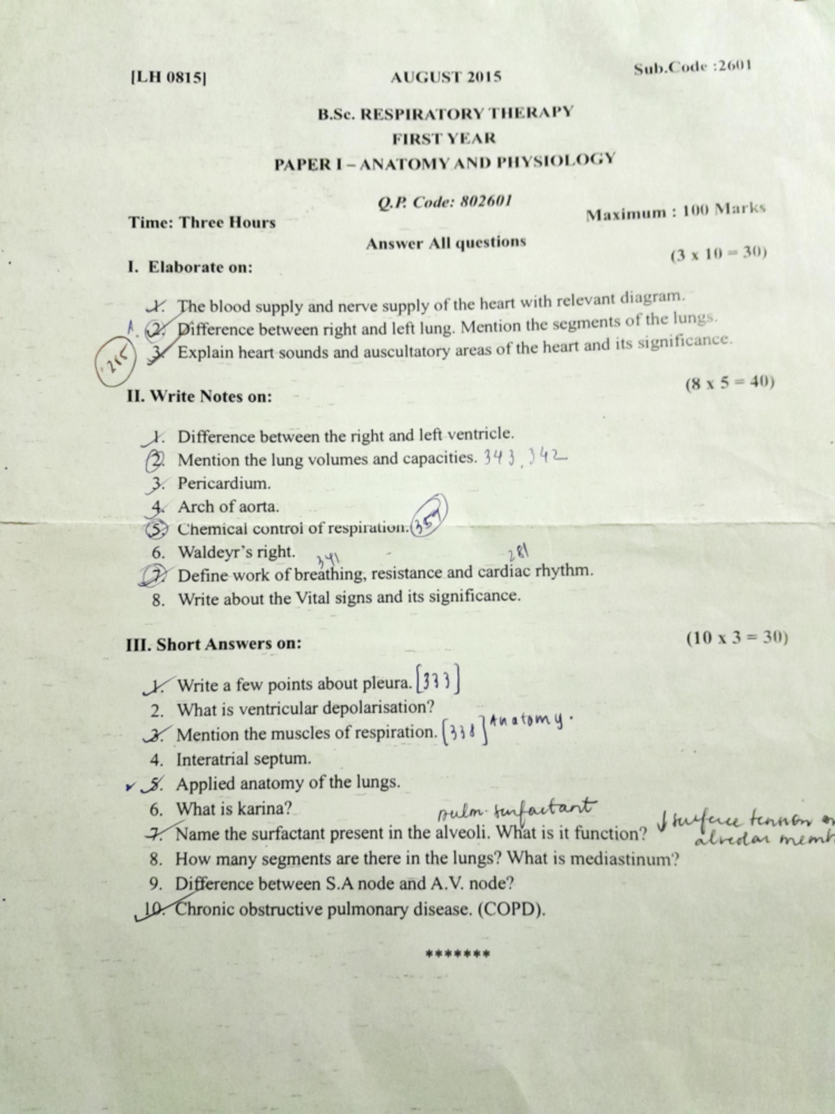 Questions - Question paper to practice - Bsc.operation theatre and ...