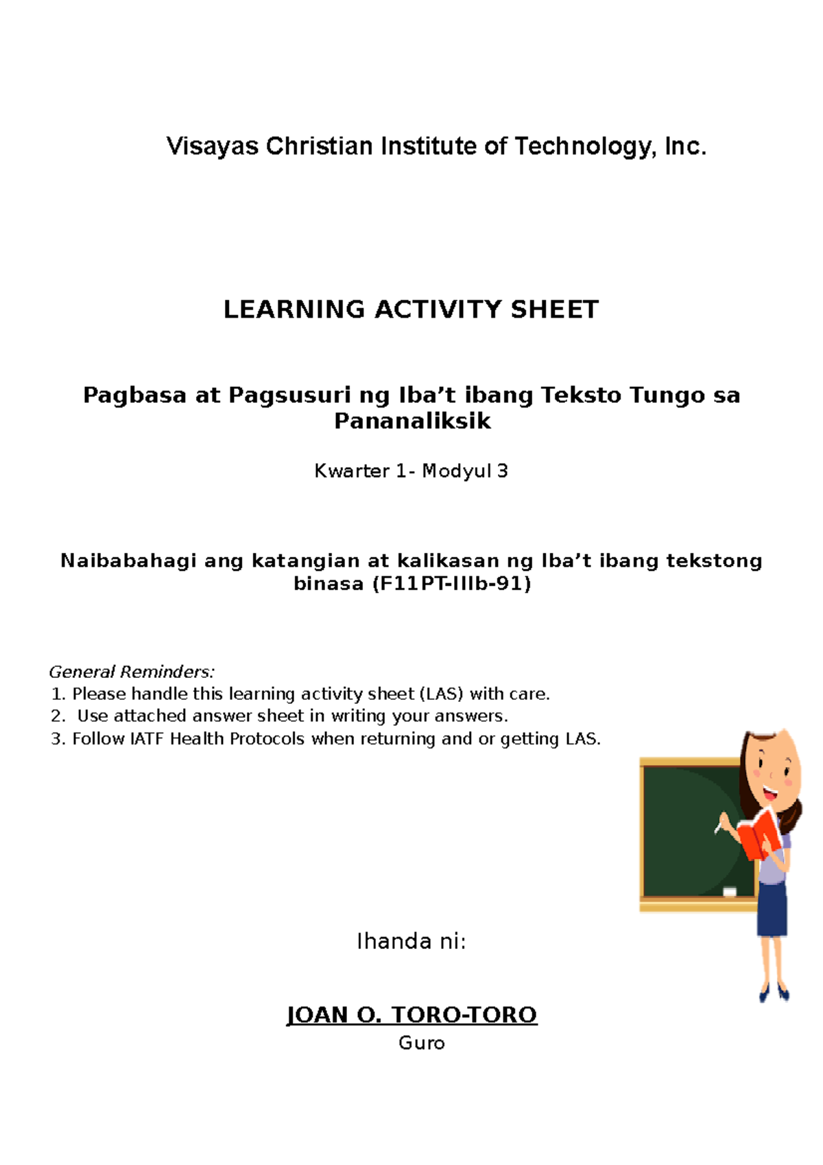 Pagbasa at Pagsusuri 3 - i want to use this as an lecture for my ...