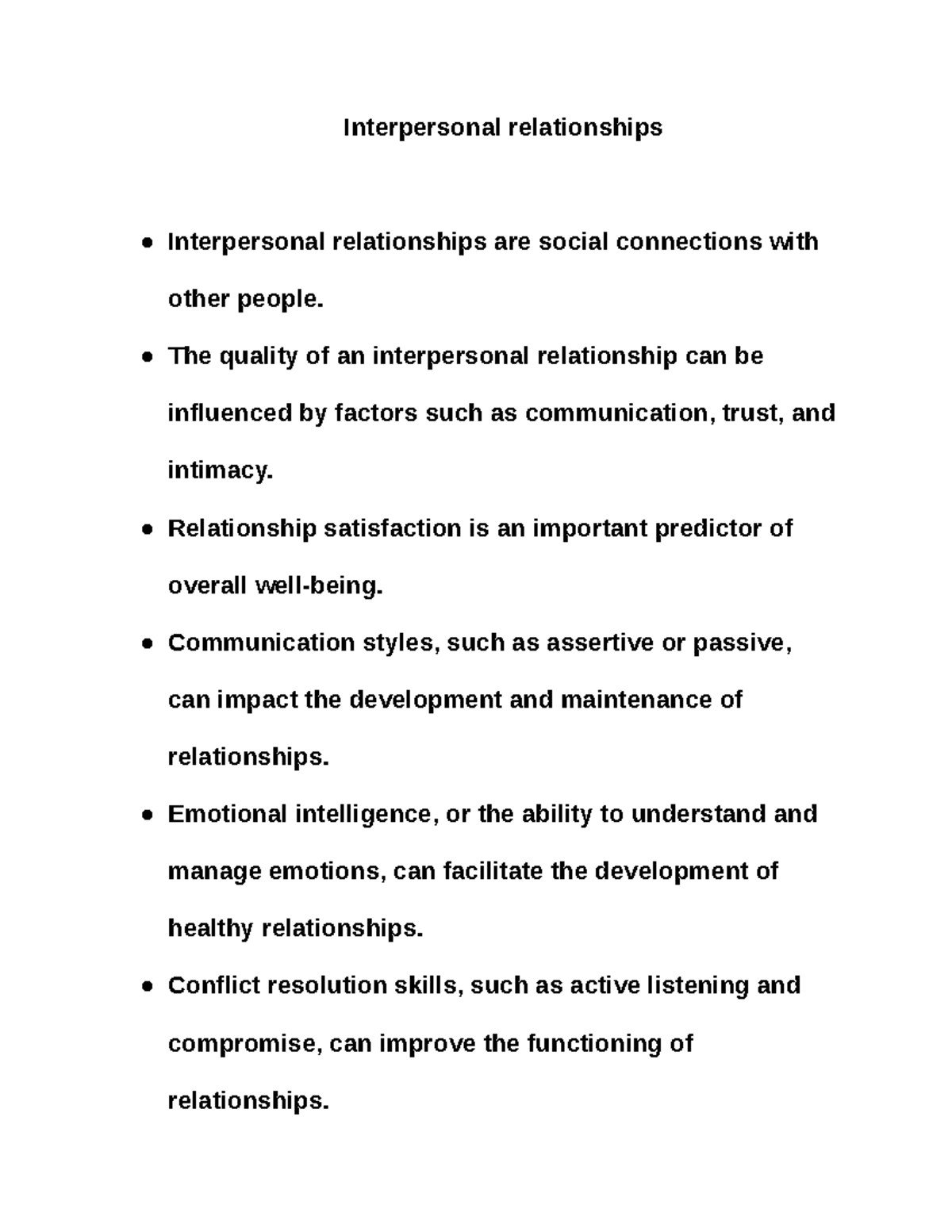 Interpersonal relationships - Google Docs - Interpersonal relationships ...