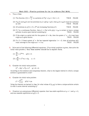 Practice exam 3 2019 - Math 2552 – Practice problems for the final exam ...