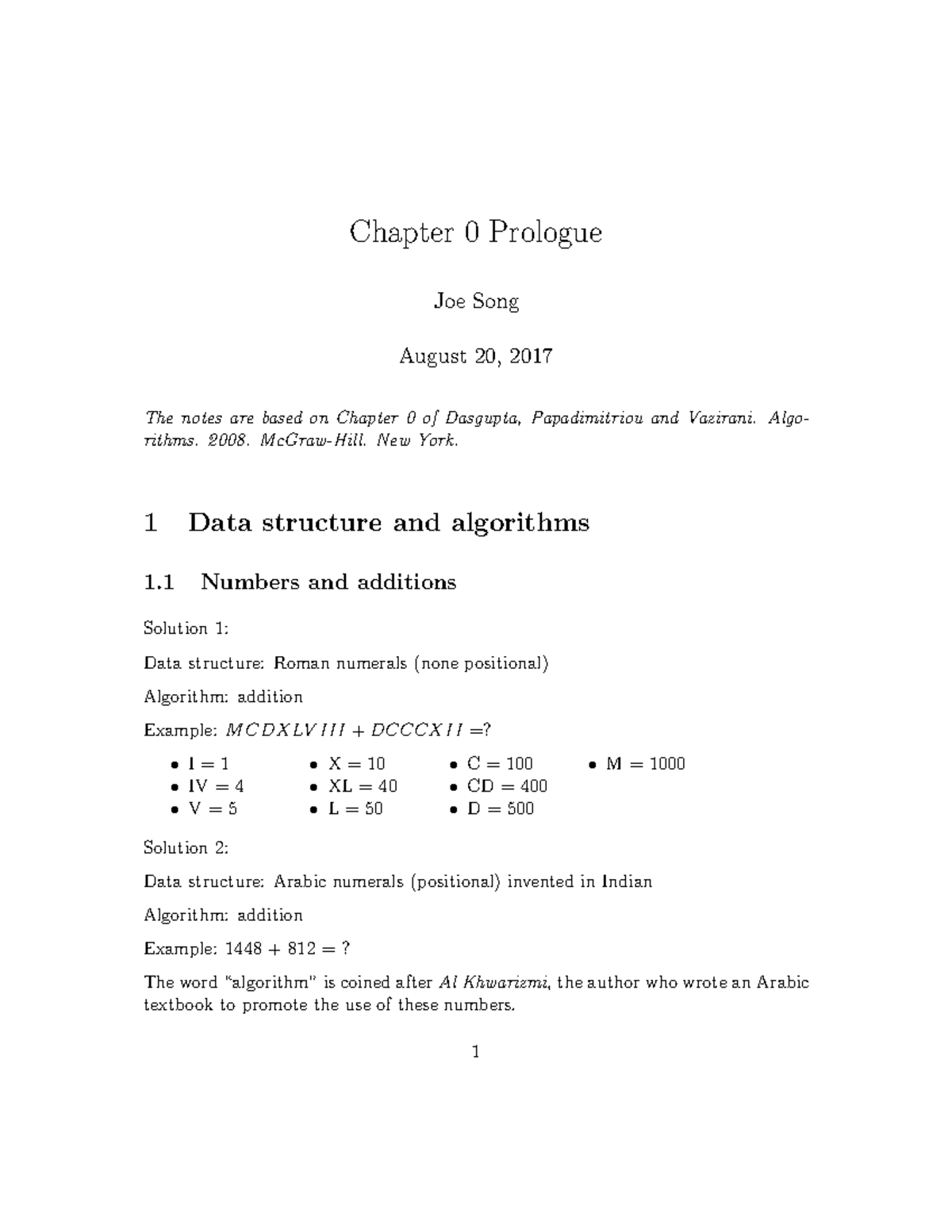 Ch0-Prologue - Lecture 1 - Chapter 0 Prologue Joe Song August 20, 2017 ...