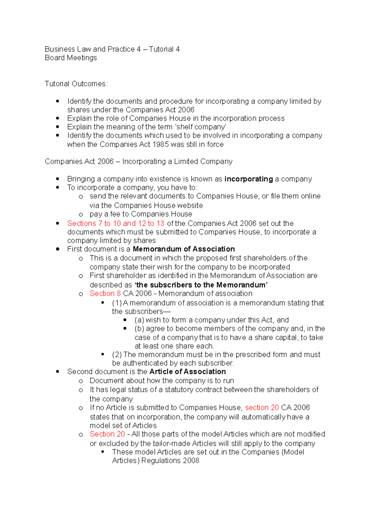 Business Law and Practice 4 - Tutorial 4 - Business Law and Practice 4 ...