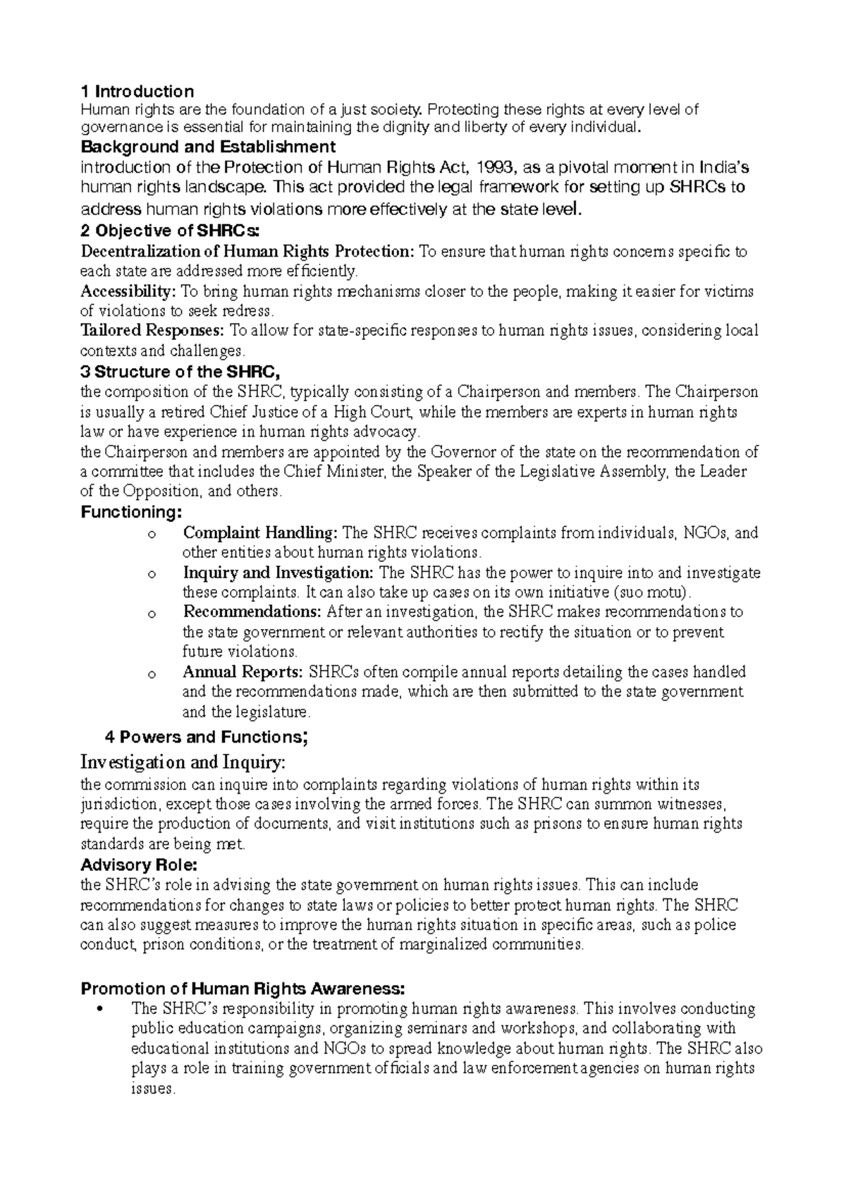 H R preset - its human rights summary - 1 Introduction Human rights are ...