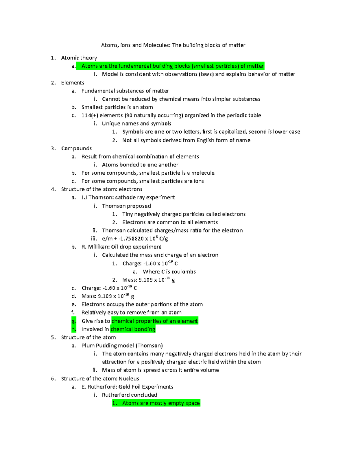 Chapter 2 - Lecture notes 3-4 - Atoms, ions and Molecules: The building ...
