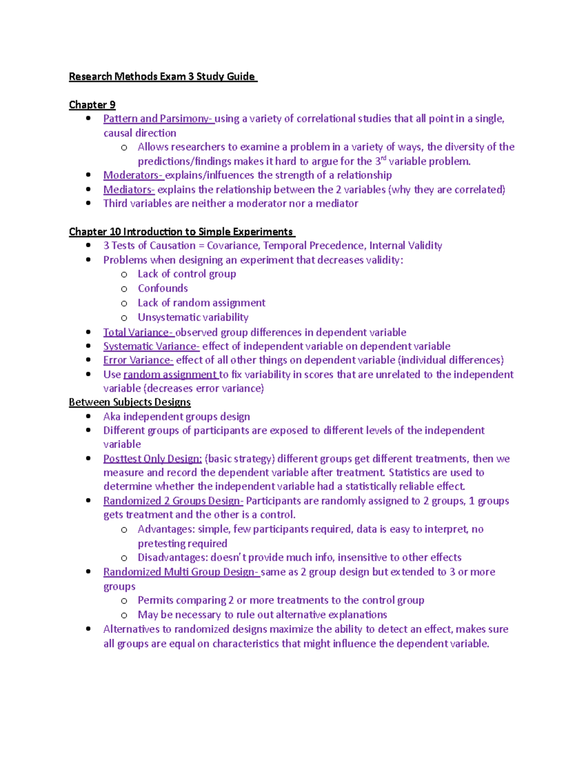Research Methods Exam 3 Study Guide - Moderators- explains/inlfuences ...