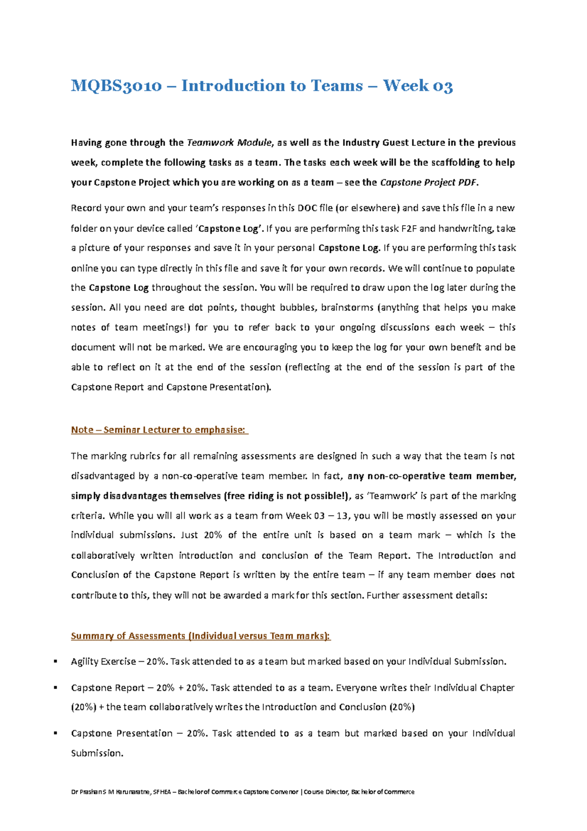 MQBS3010 - Week 03 2023 - Tutorial Work - MQBS3010 – Introduction to ...