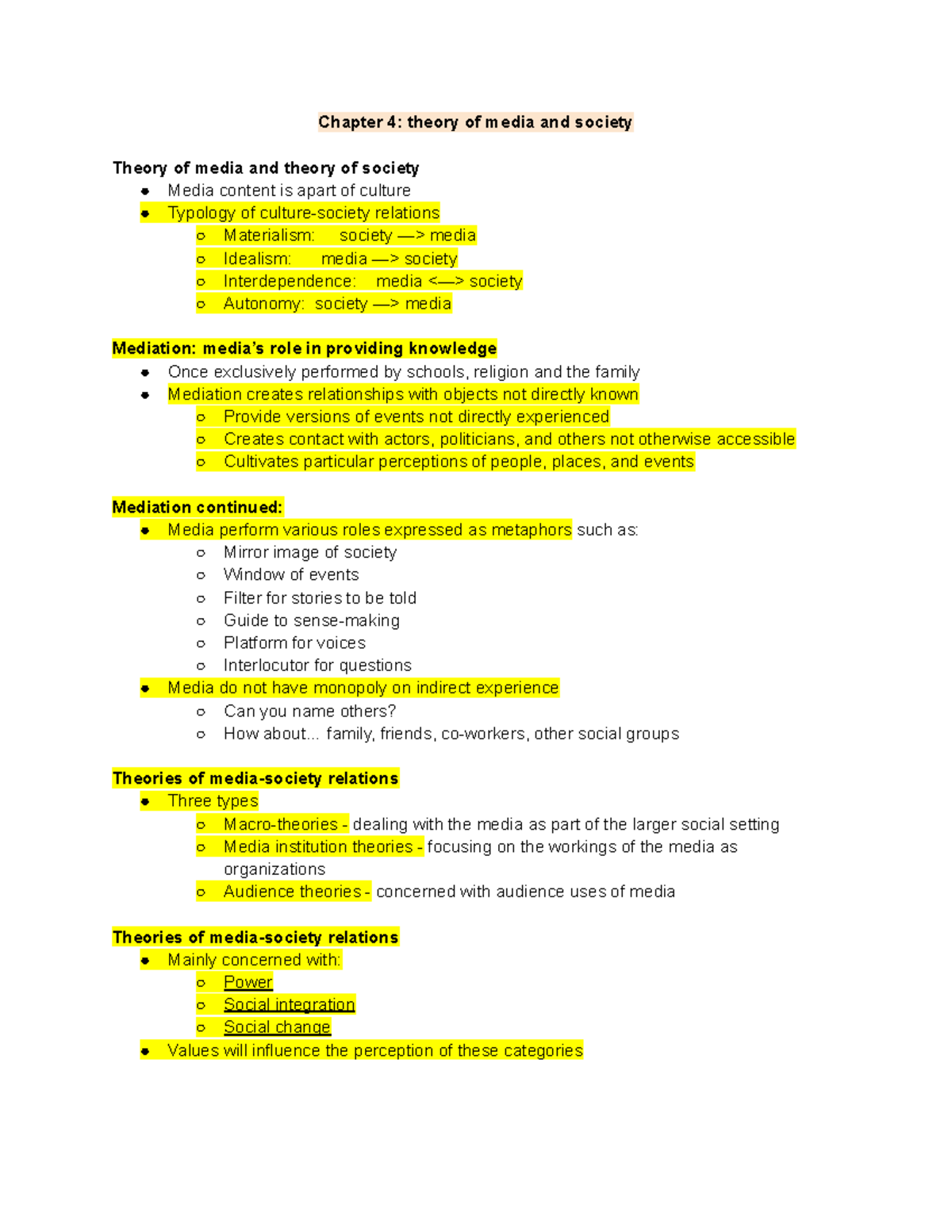 MSU com275 ch. 4 - Chapter 4: theory of media and society Theory of ...