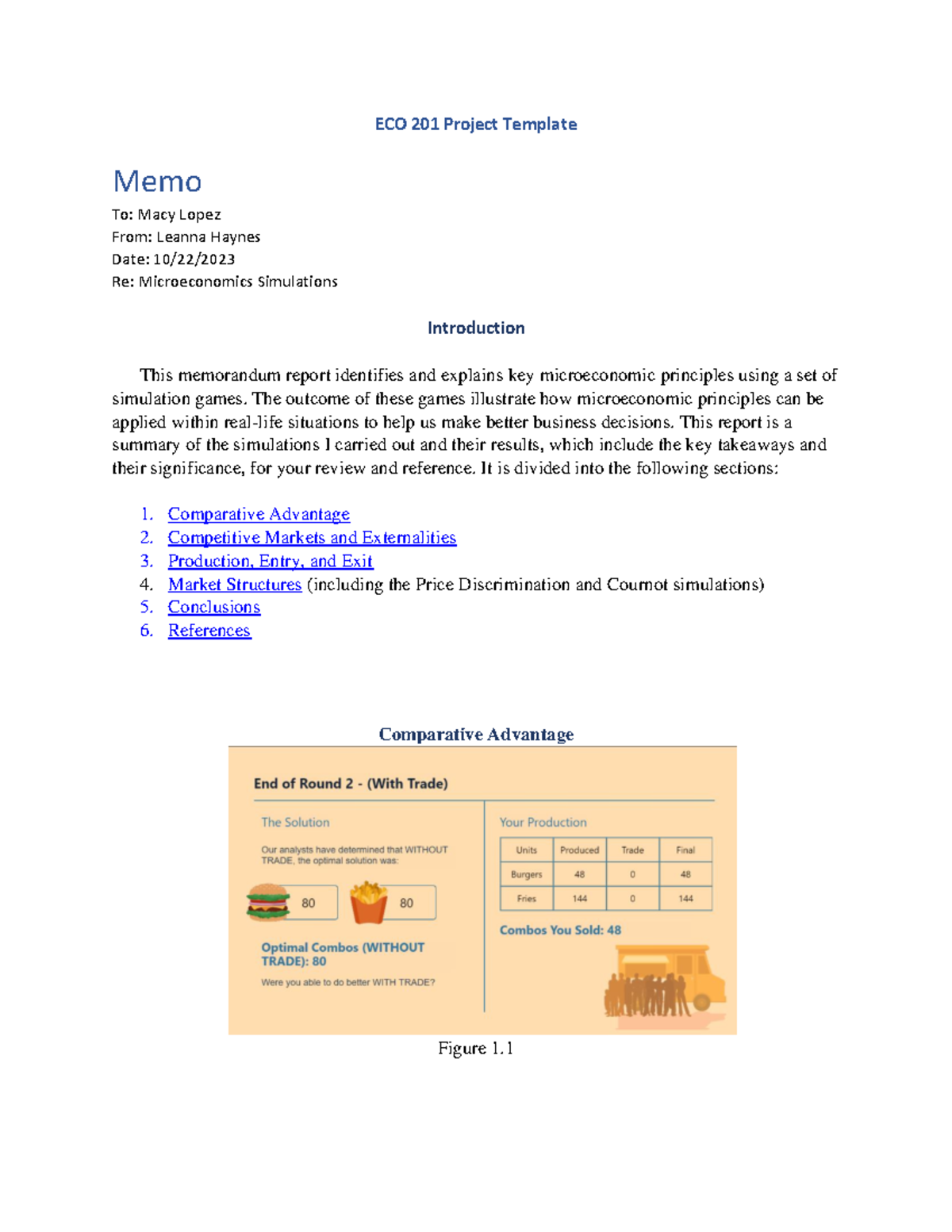 ECO 201 Project Different - ECO 201 Project Template Memo To: Macy ...