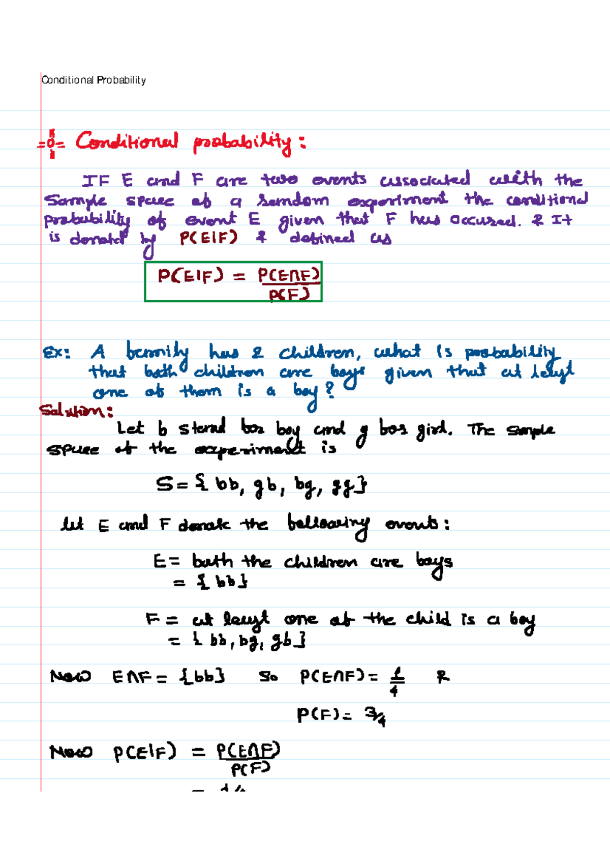 Probability and statics and numeric methods unit-1 1.3 - Conditional ...