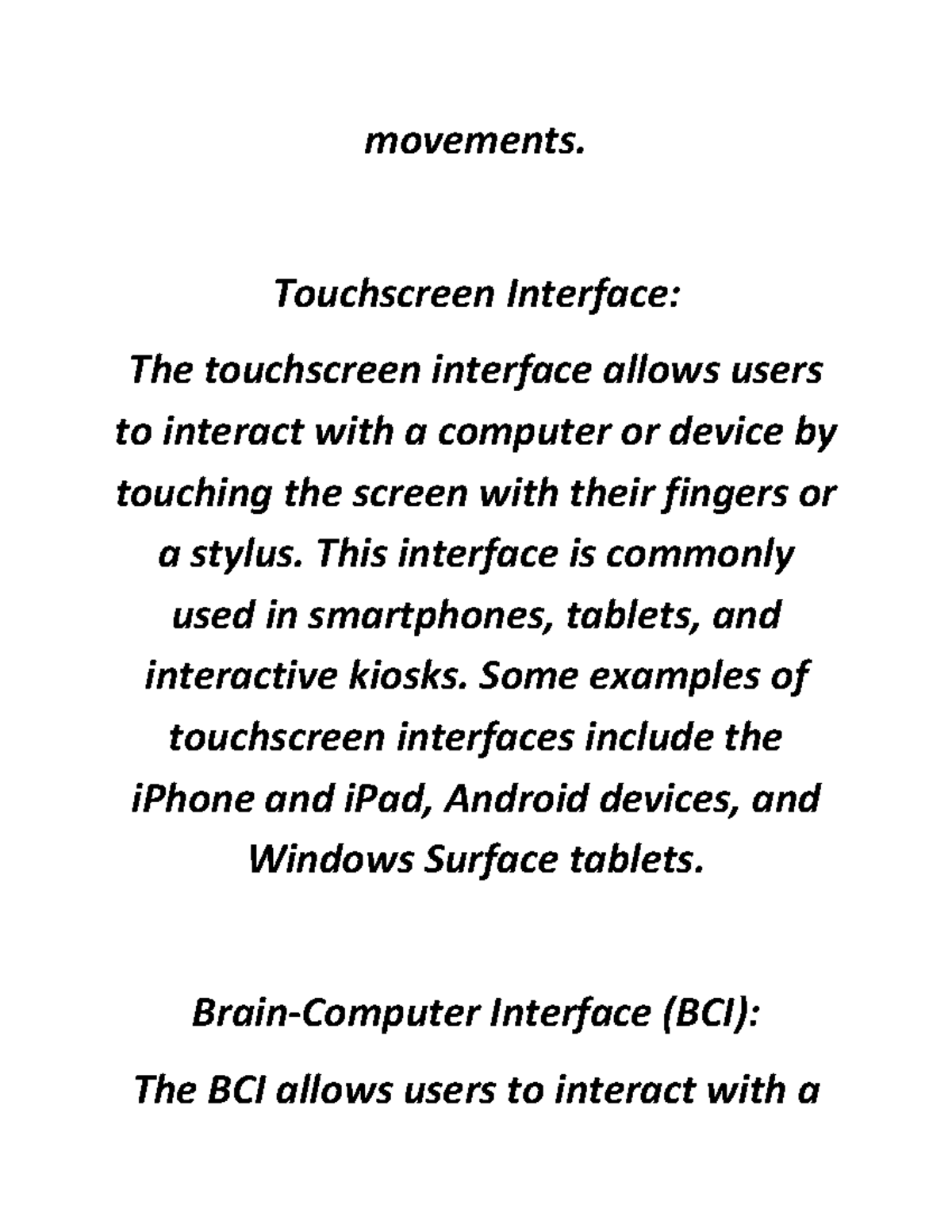 Human machine interfaces part 2 - movements. Touchscreen Interface: The ...