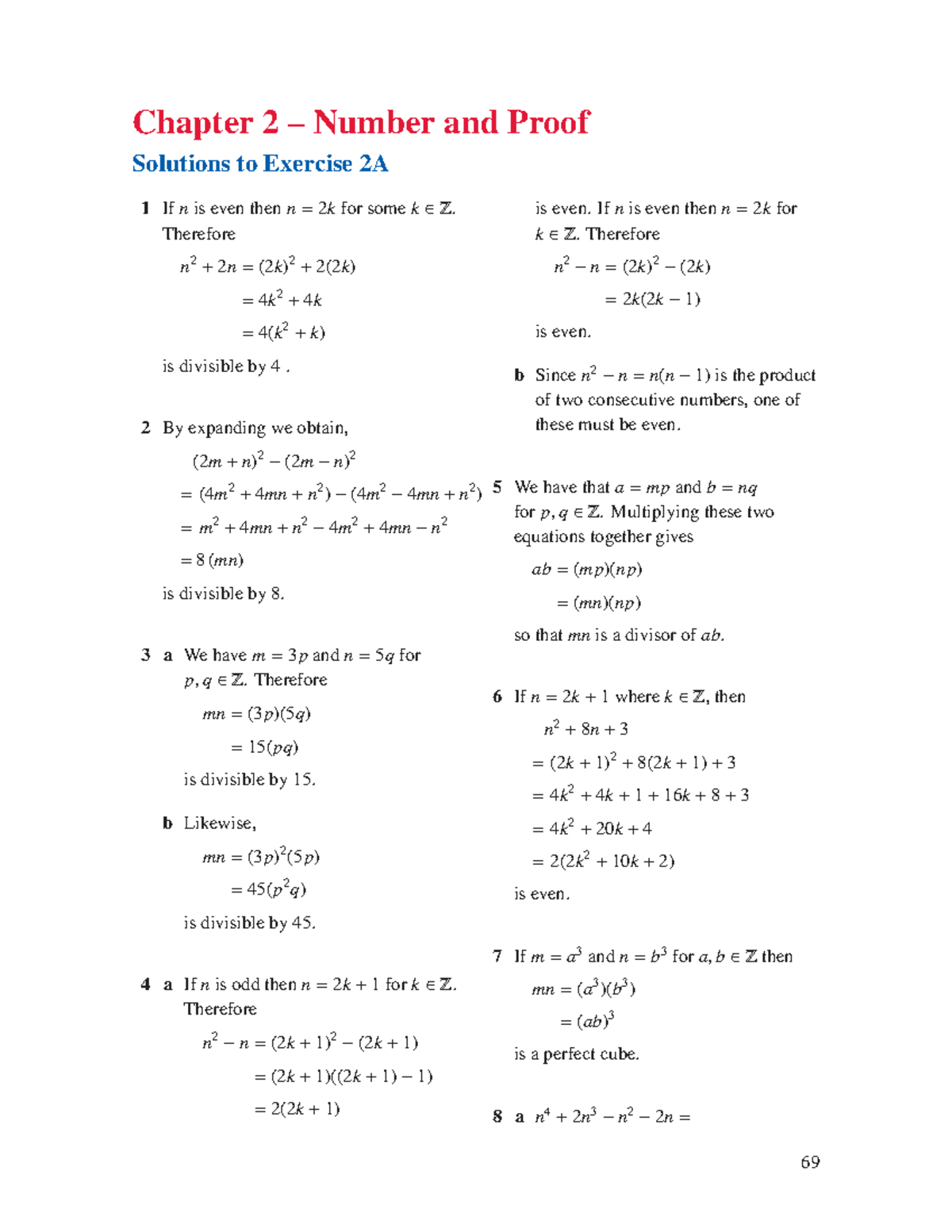 Chapter 2 worked solutions - Chapter 2 – Number and Proof Solutions to ...