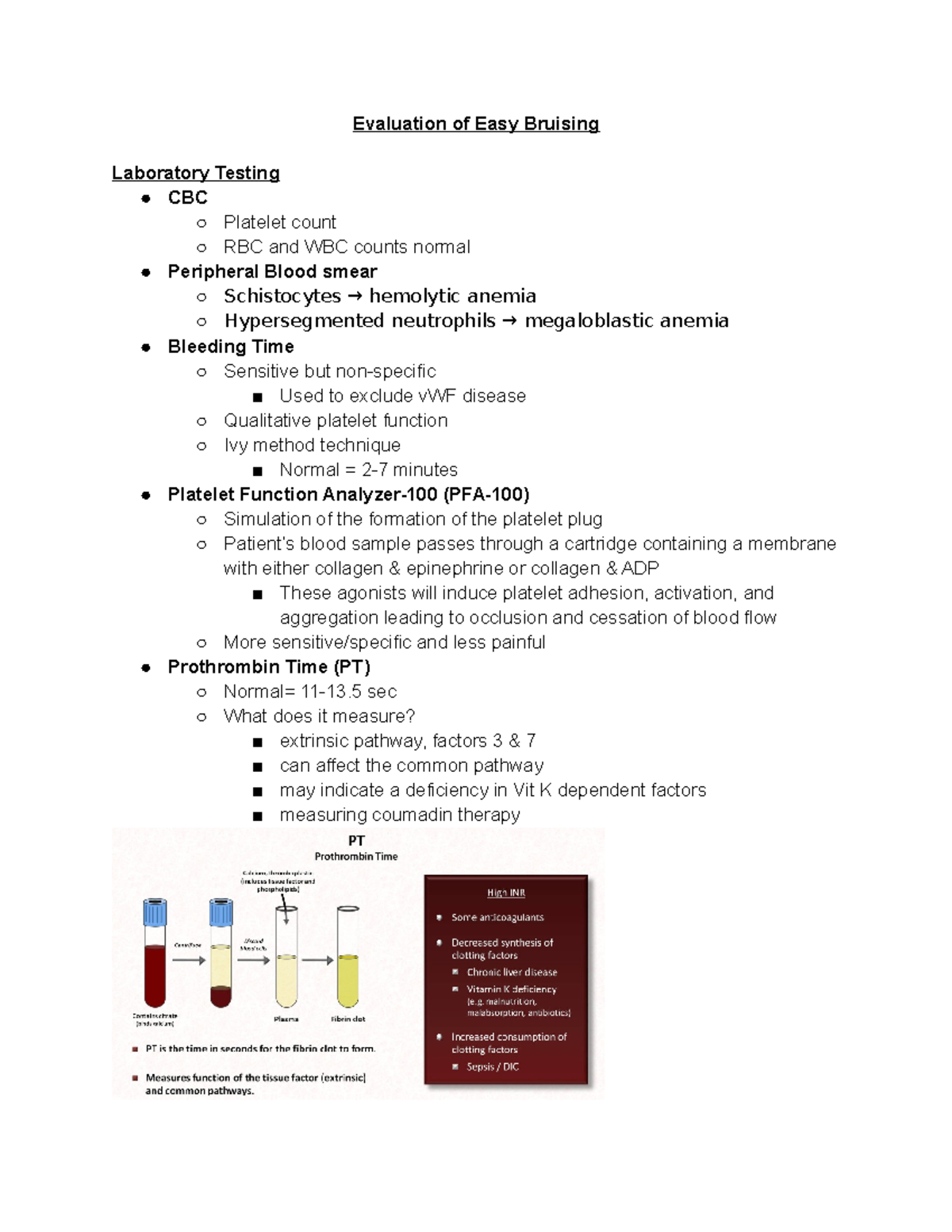 Evaluation of Easy Bruising - Evaluation of Easy Bruising Laboratory ...