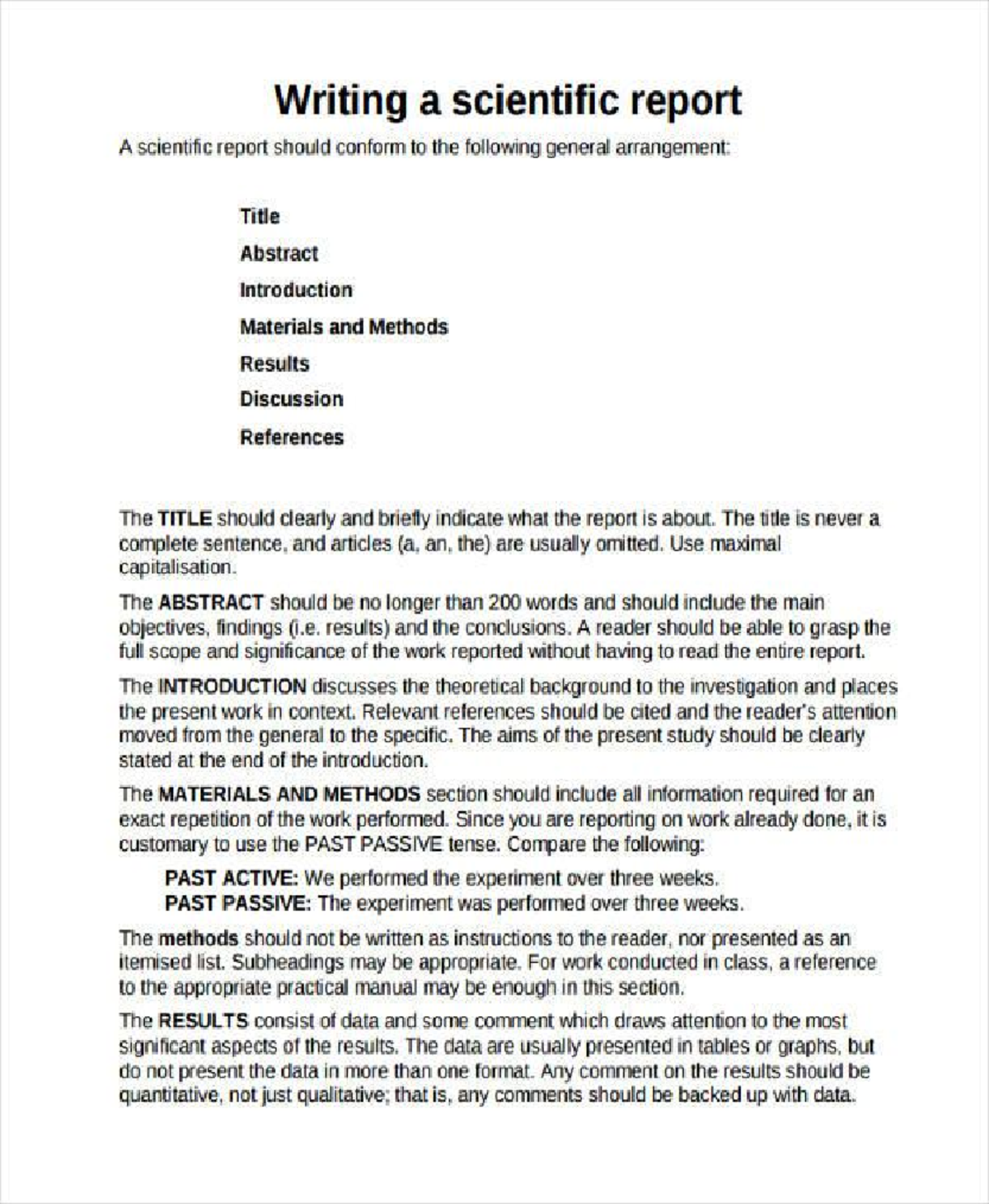 Sample Scientific Report - Writing a scientific report A scientific ...
