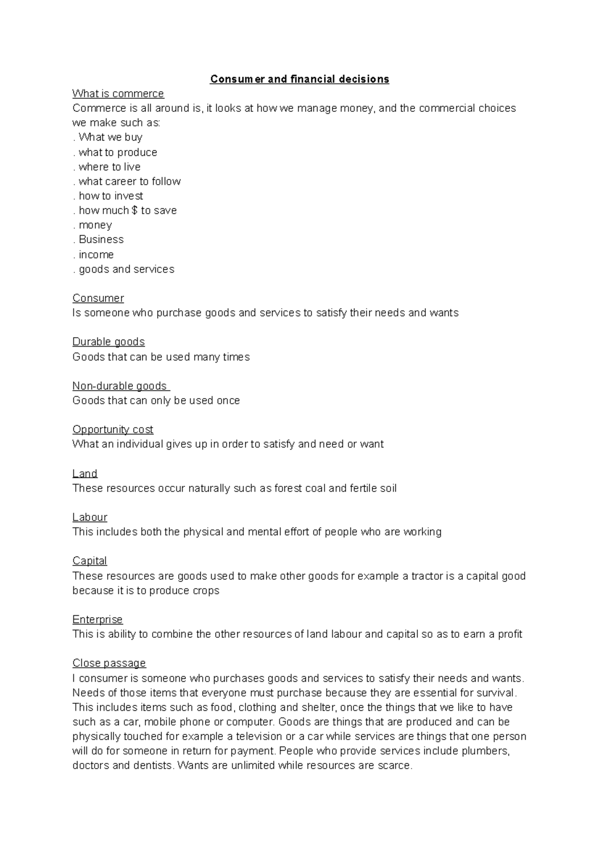 Year 9 Commerce - Business studies, often simply called business, is a ...