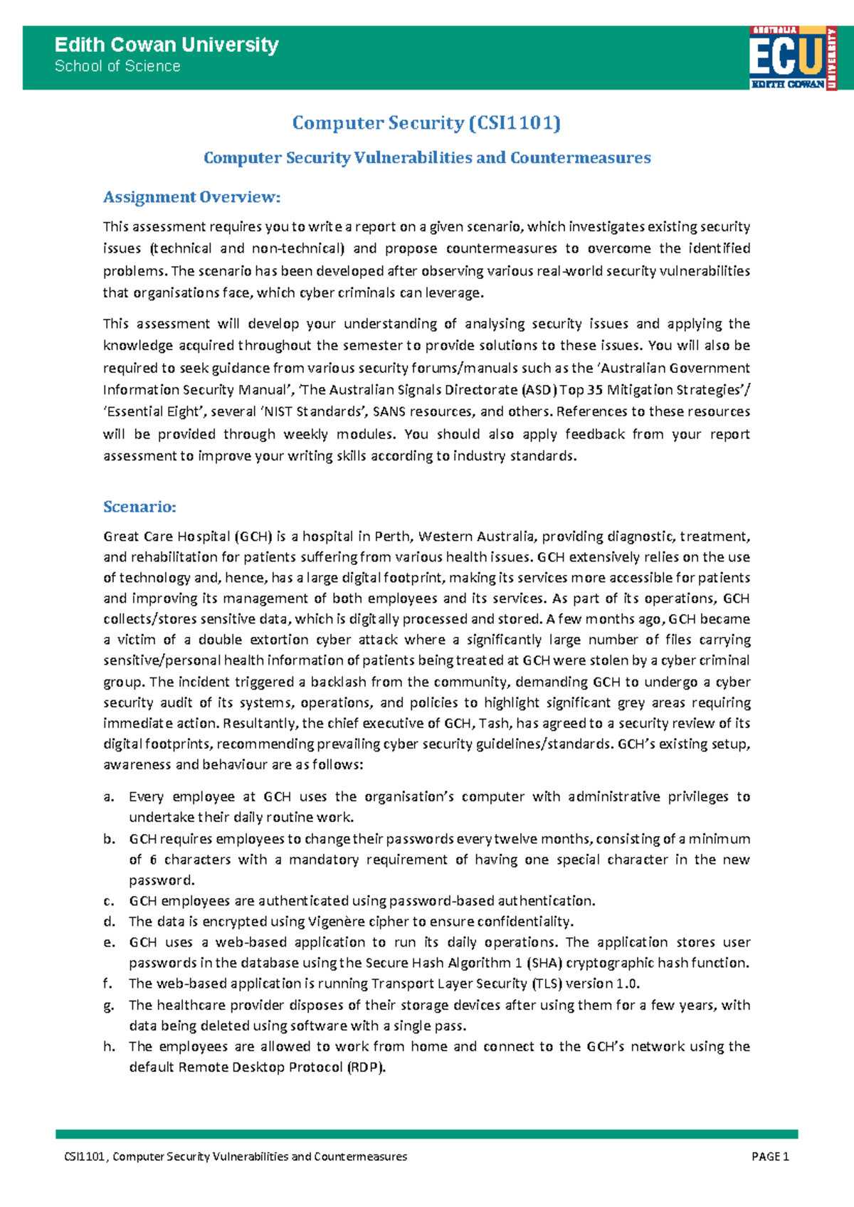 CSI1101-+Computer+Security+Vulnerabilities+and+Countermeasures - School of Science Computer ...