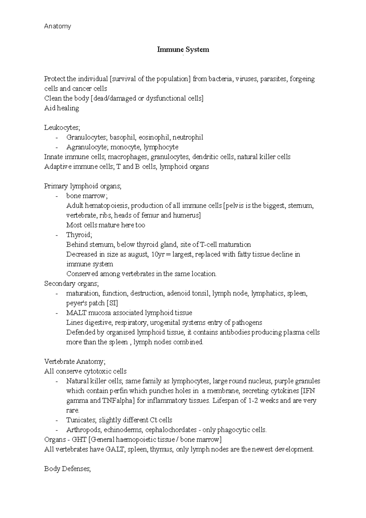 Immune System - Lecture notes 8 - Anatomy Immune System Protect the ...