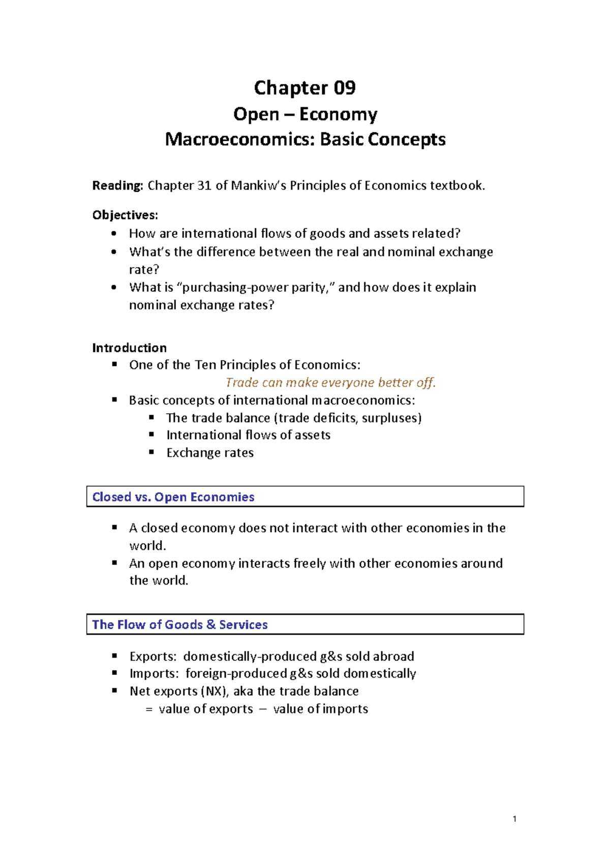 Econ106Ch09 Open Econ 1 - Chapter 09 Open – Economy Macroeconomics ...