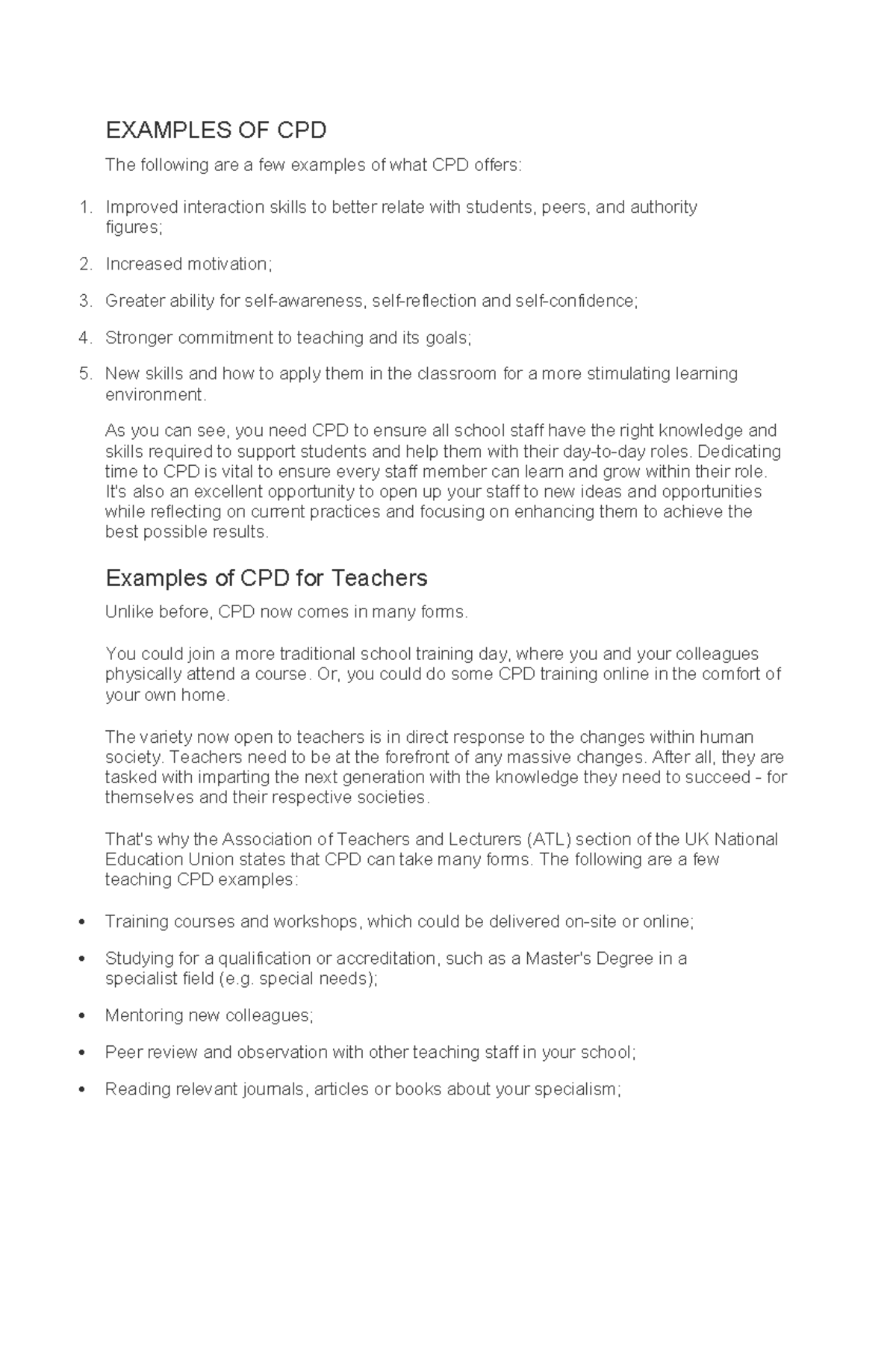 PROF-ED-3 Cantonjos CPD- Reporting - EXAMPLES OF CPD The following are ...