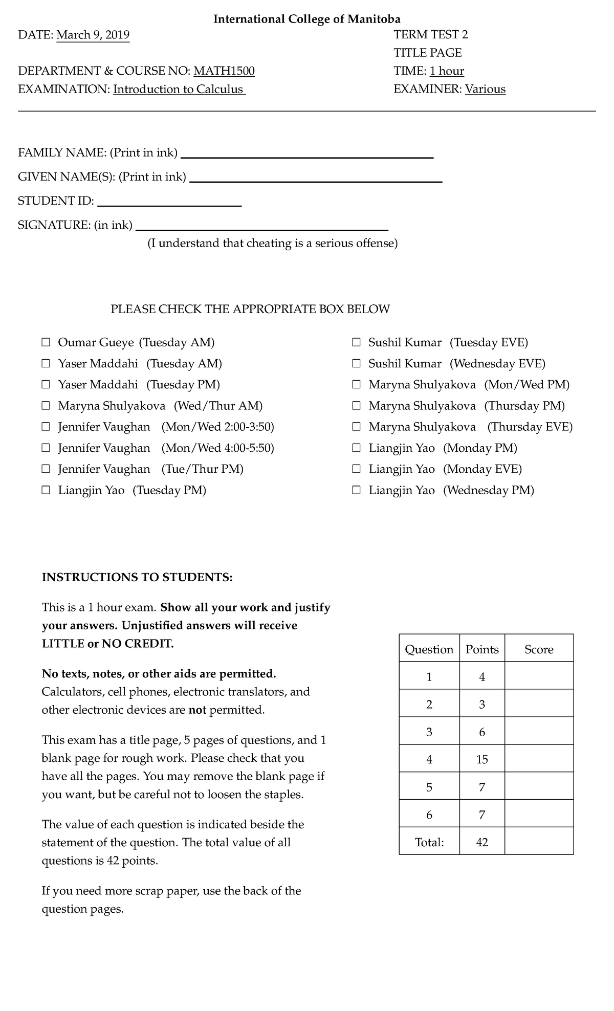 Midterm Winter 2019, questions and answers - International College of ...