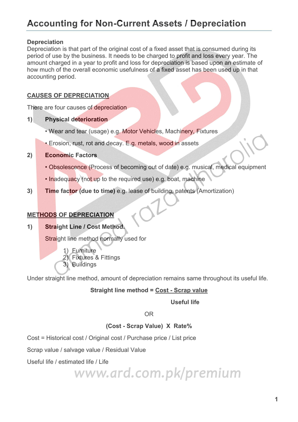 Depreciation-1 - Account Notes - Accounting - Studocu