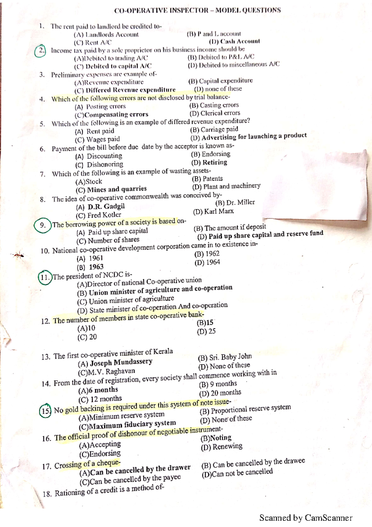 Junior inspector model questions - Co-operation - Studocu