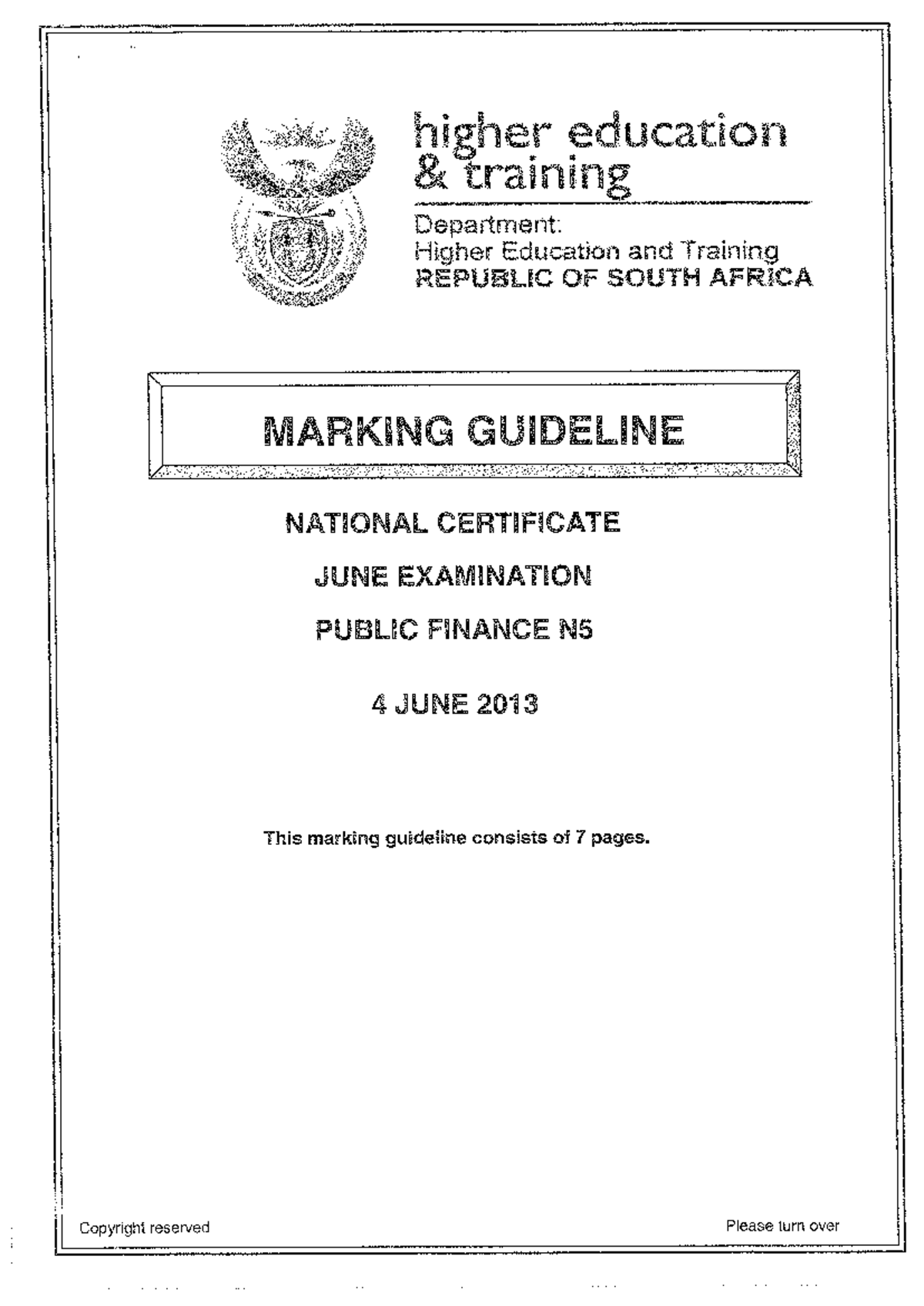 N5 Public Finance June 2013 Marking Guideline - higher education ...