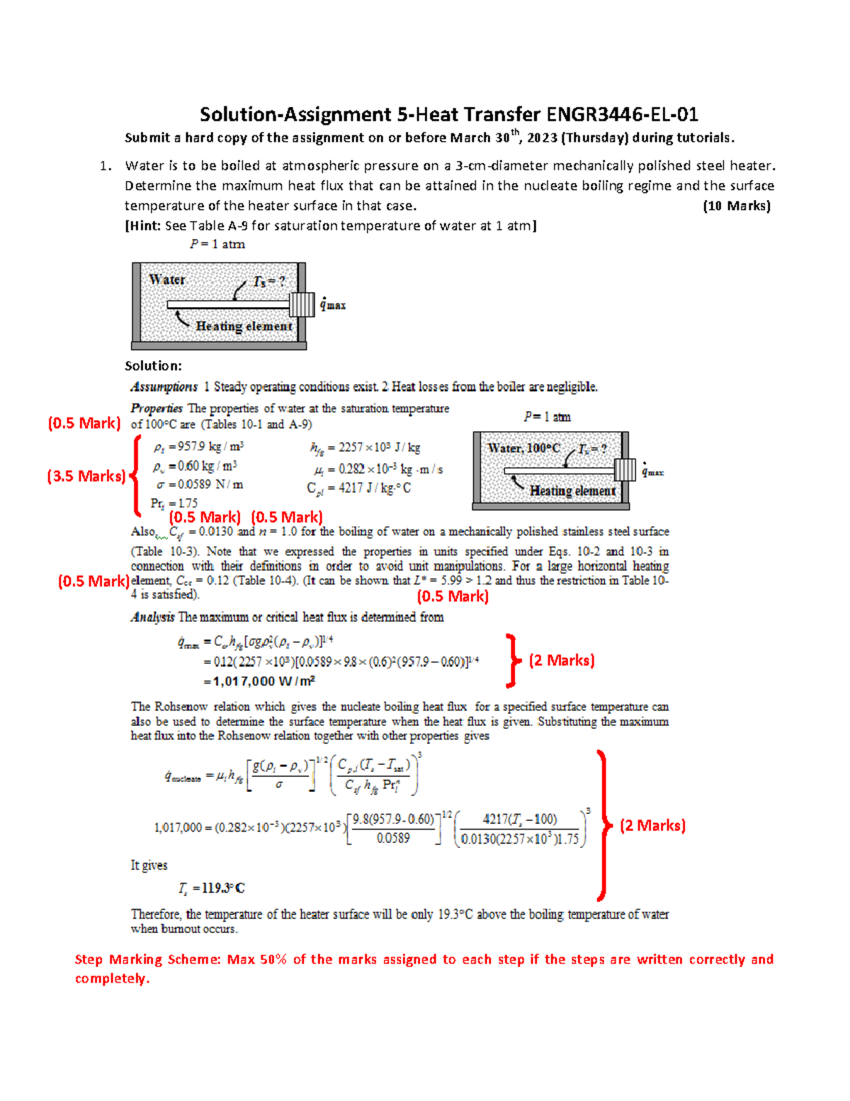 Assignment 5-solution - Solution-Assignment 5-Heat Transfer ENGR3446-EL- Submit a hard copy of ...