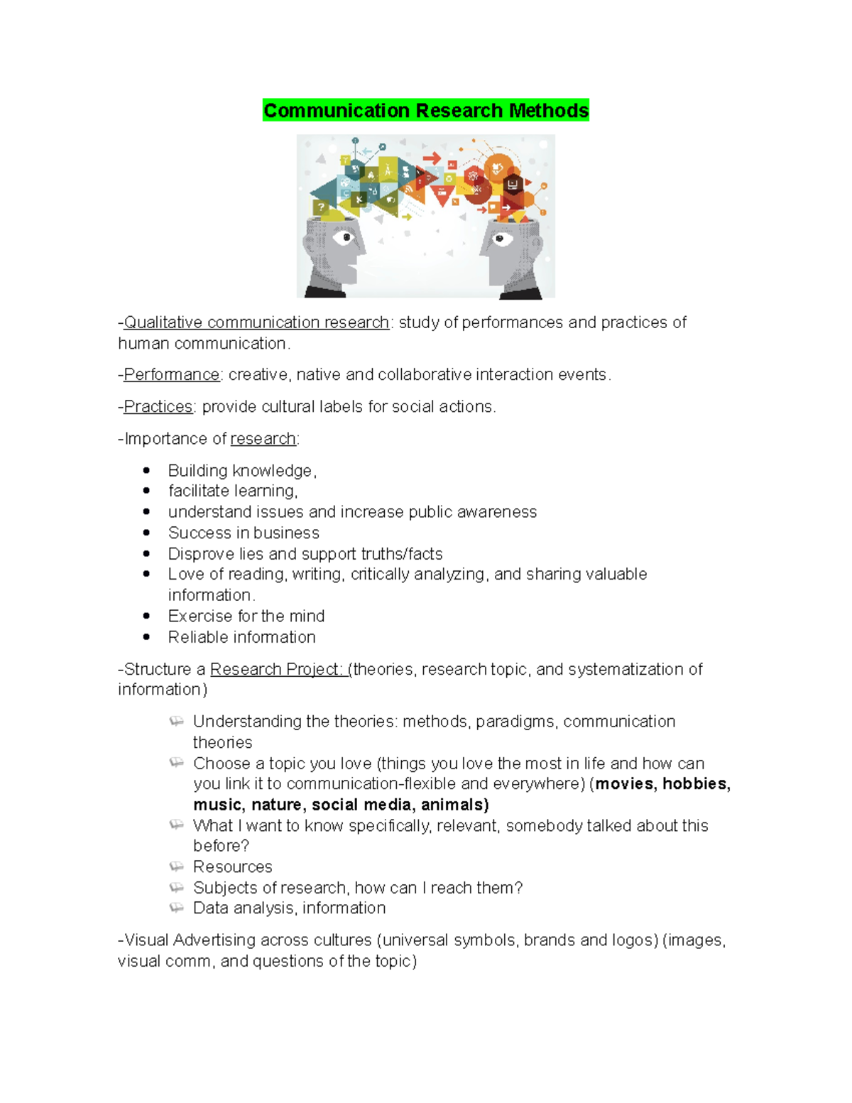 Communication Research Methods Notes - Communication Research Methods ...