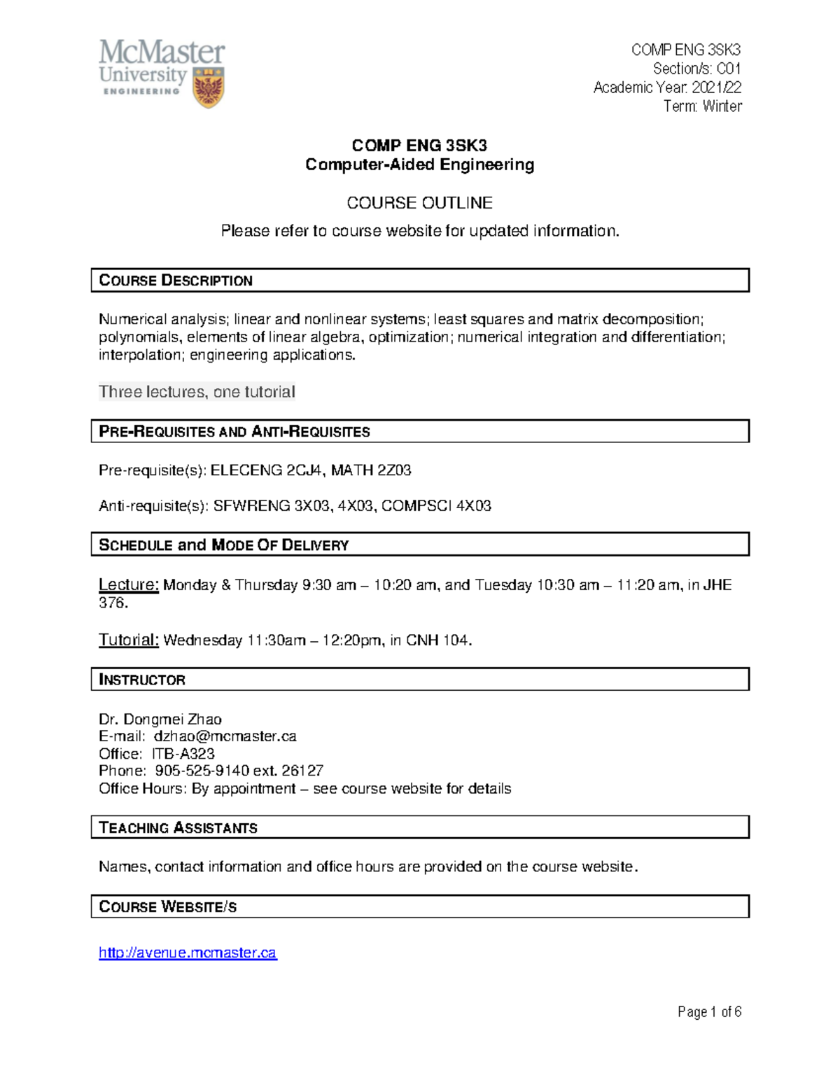 Compeng 3sk3 outline 21-22winter - Section/s: C Academic Year: 2021 ...