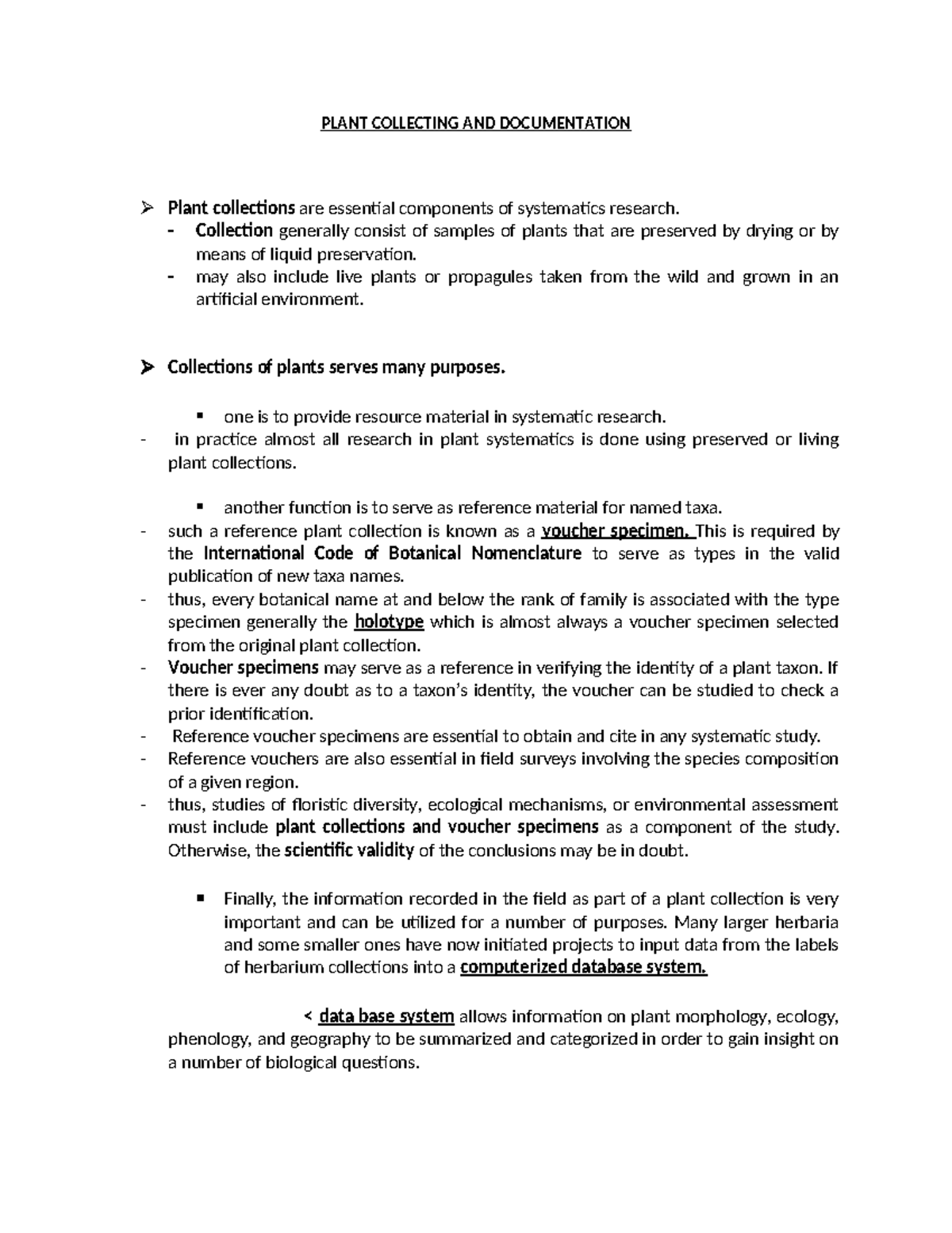 Plant- Collecting-AND- Documentation - PLANT COLLECTING AND ...